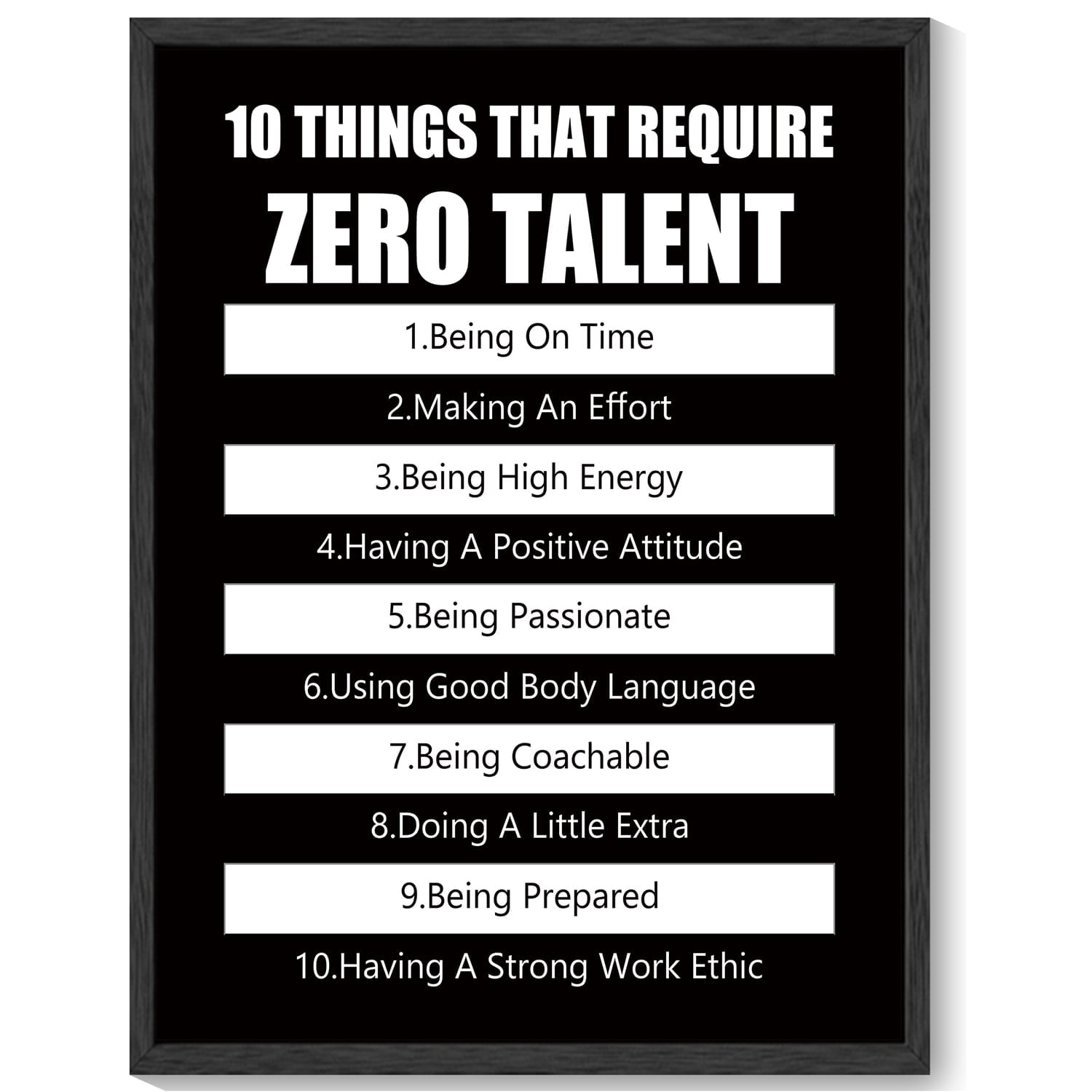 Inspirational 11x14in Black Framed Canvas Wall Art ZERO TALENT ...