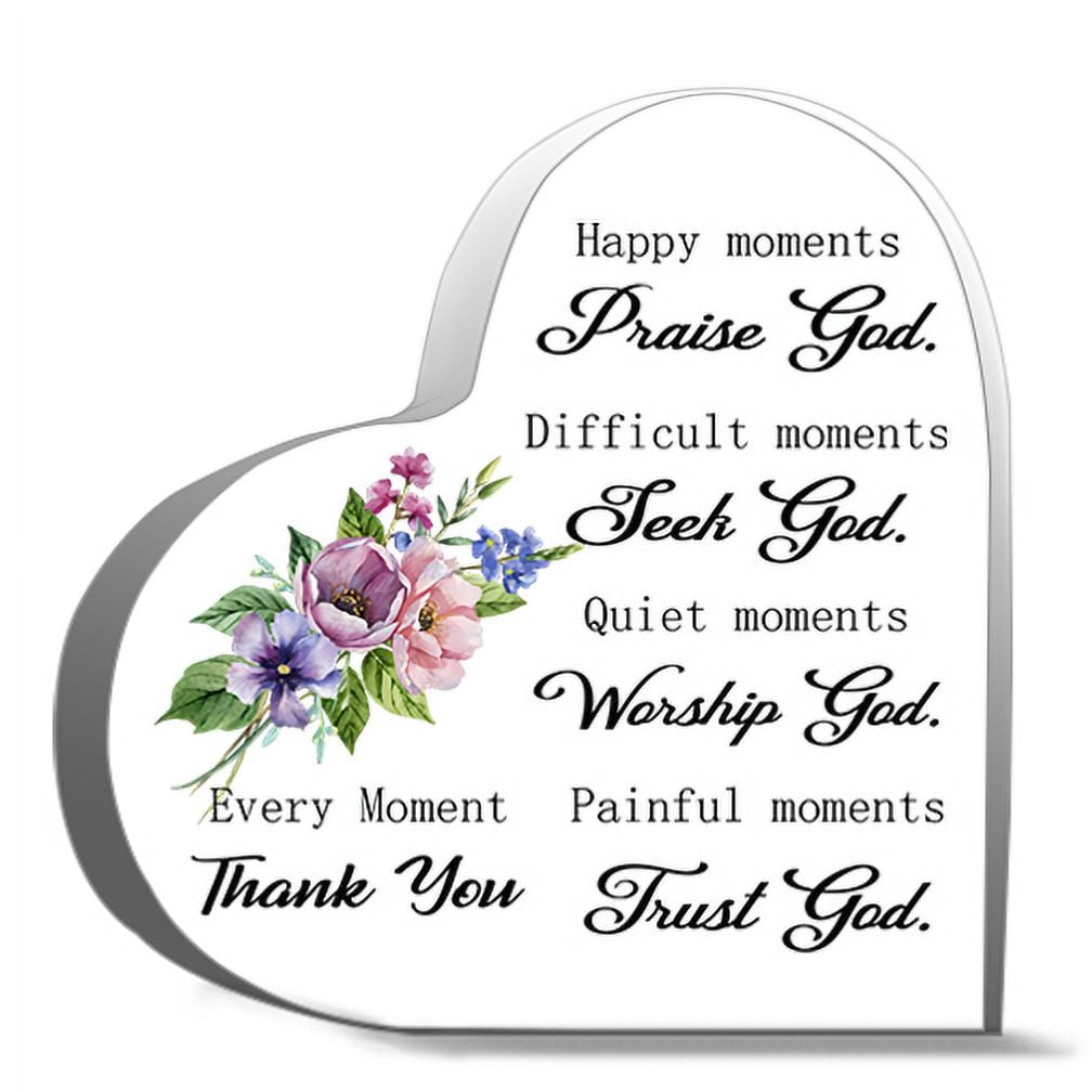 Inspirational Acrylic Hearts Plaques Happy Moments Praise God Difficult ...