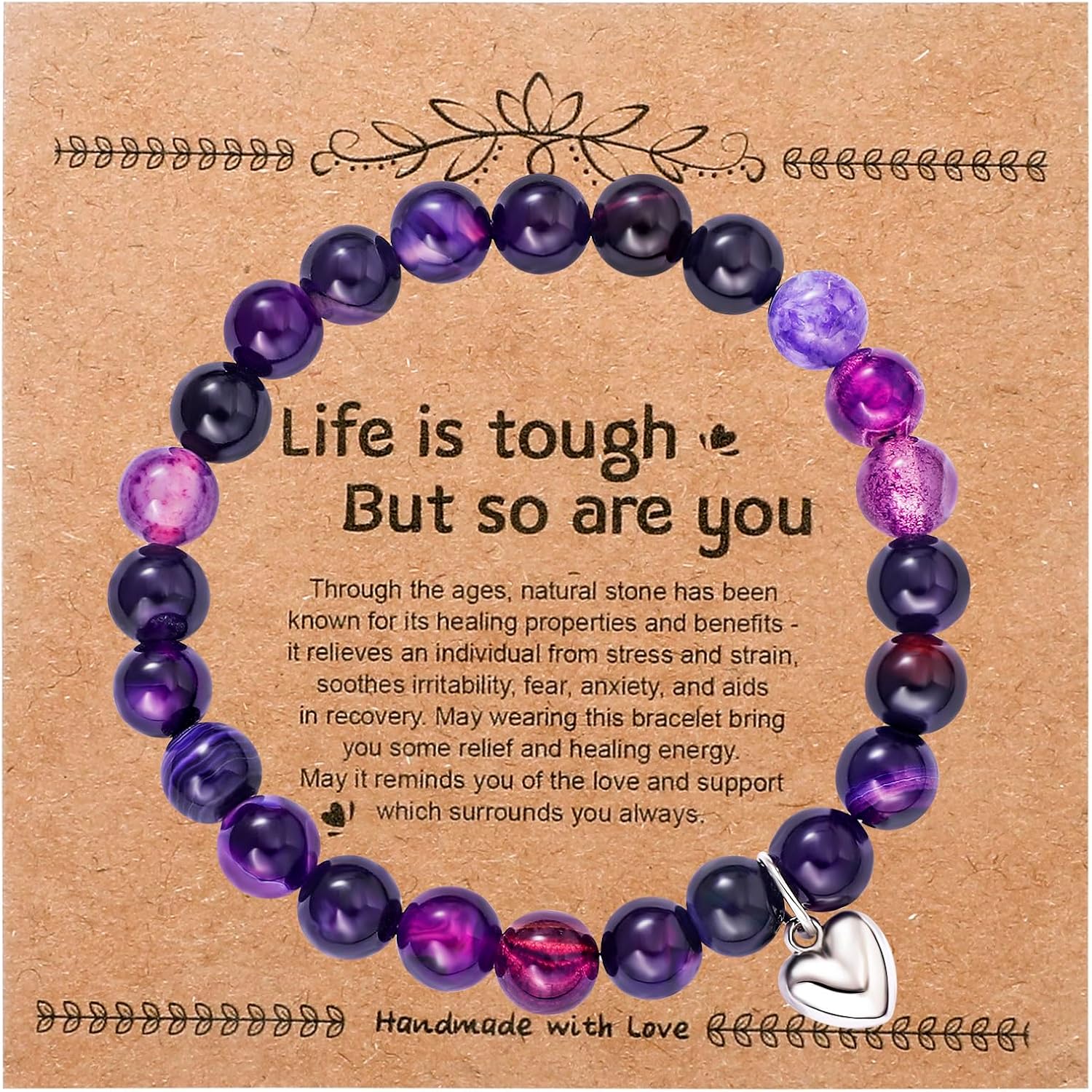 Inspirational Amethyst Purple Bracelets Gifts for Women Get Well ...