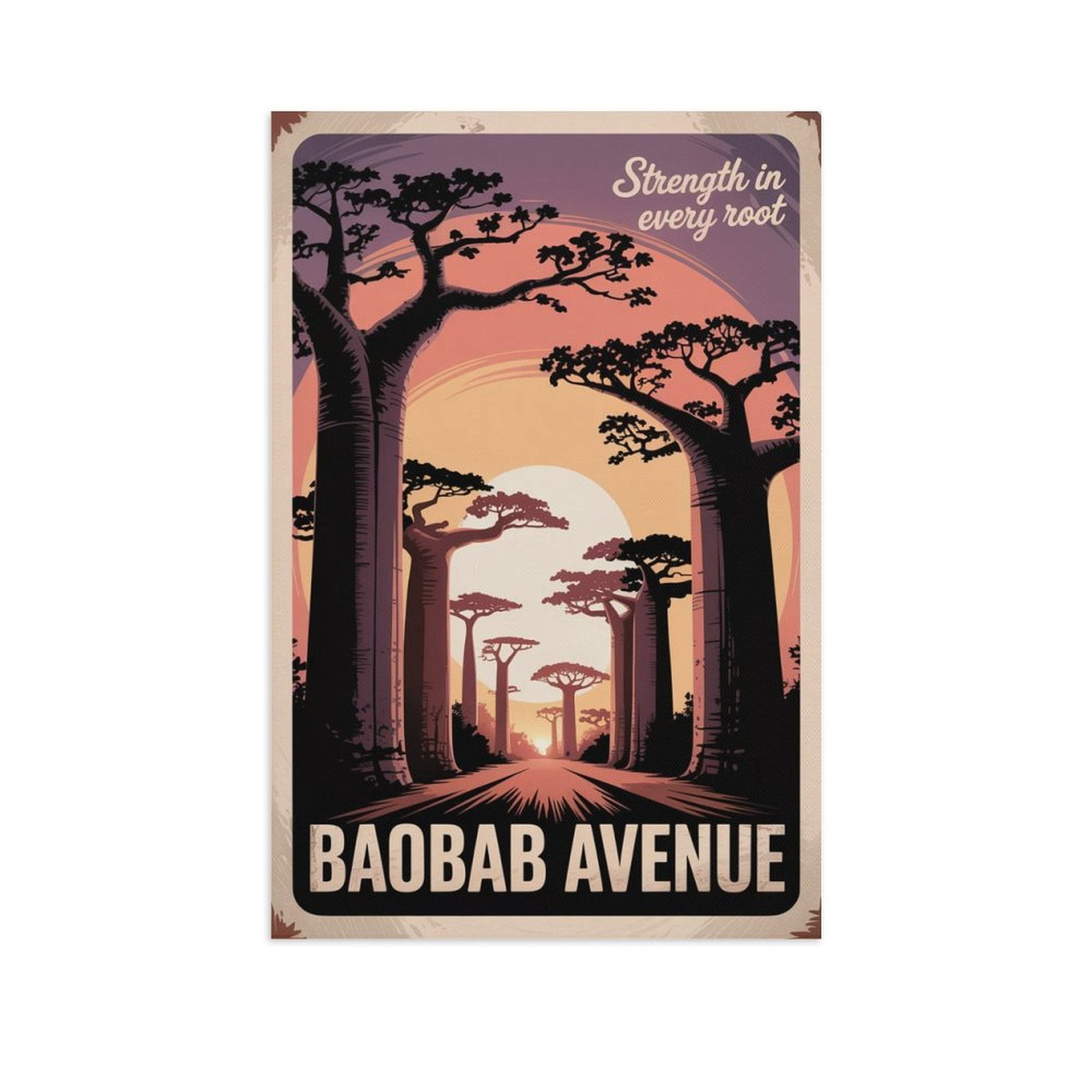 Inspirational Baobab Avenue Poster Retro Motivational Vintage Travel ...