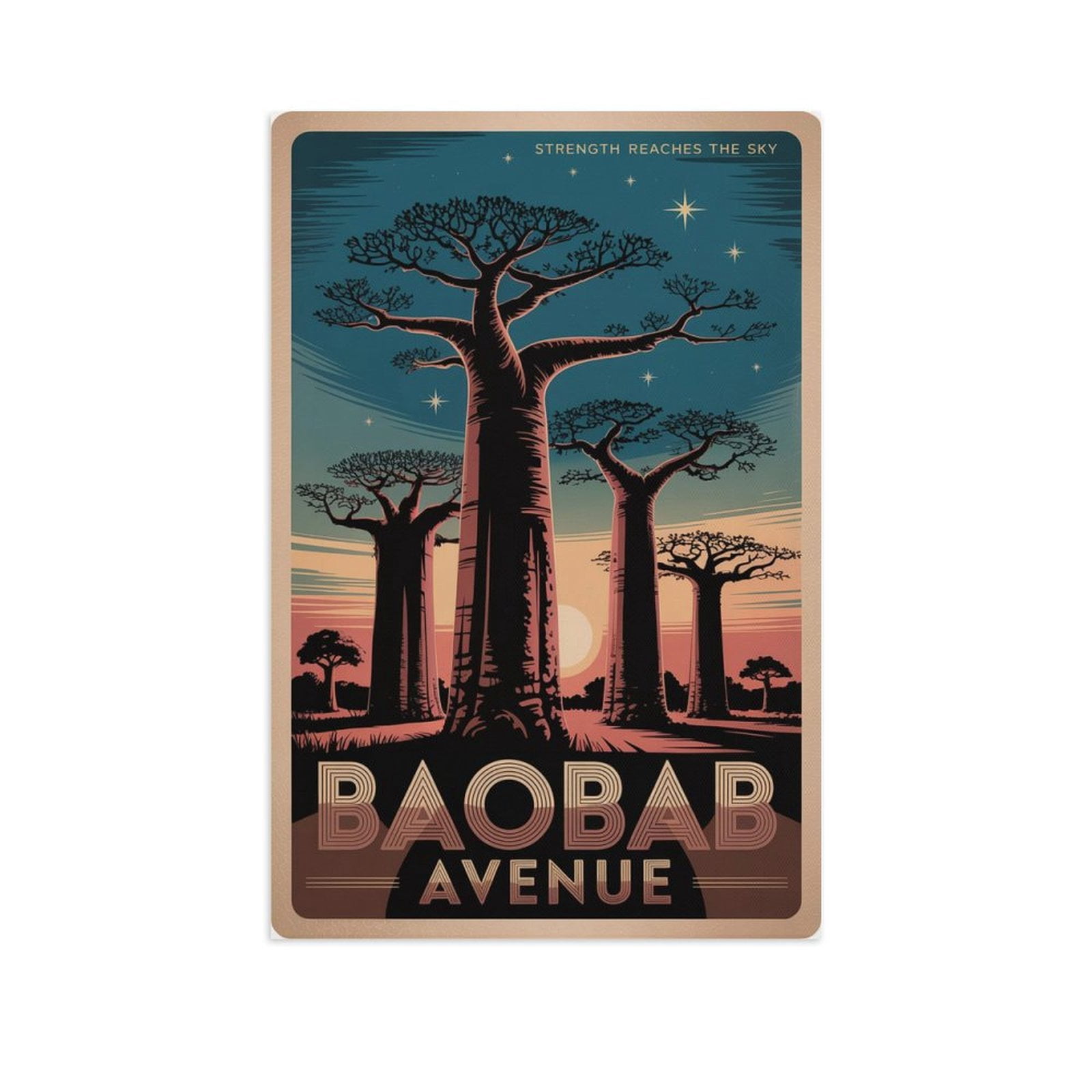 Inspirational Baobab Avenue Wall Art Retro Motivational Vintage Travel ...