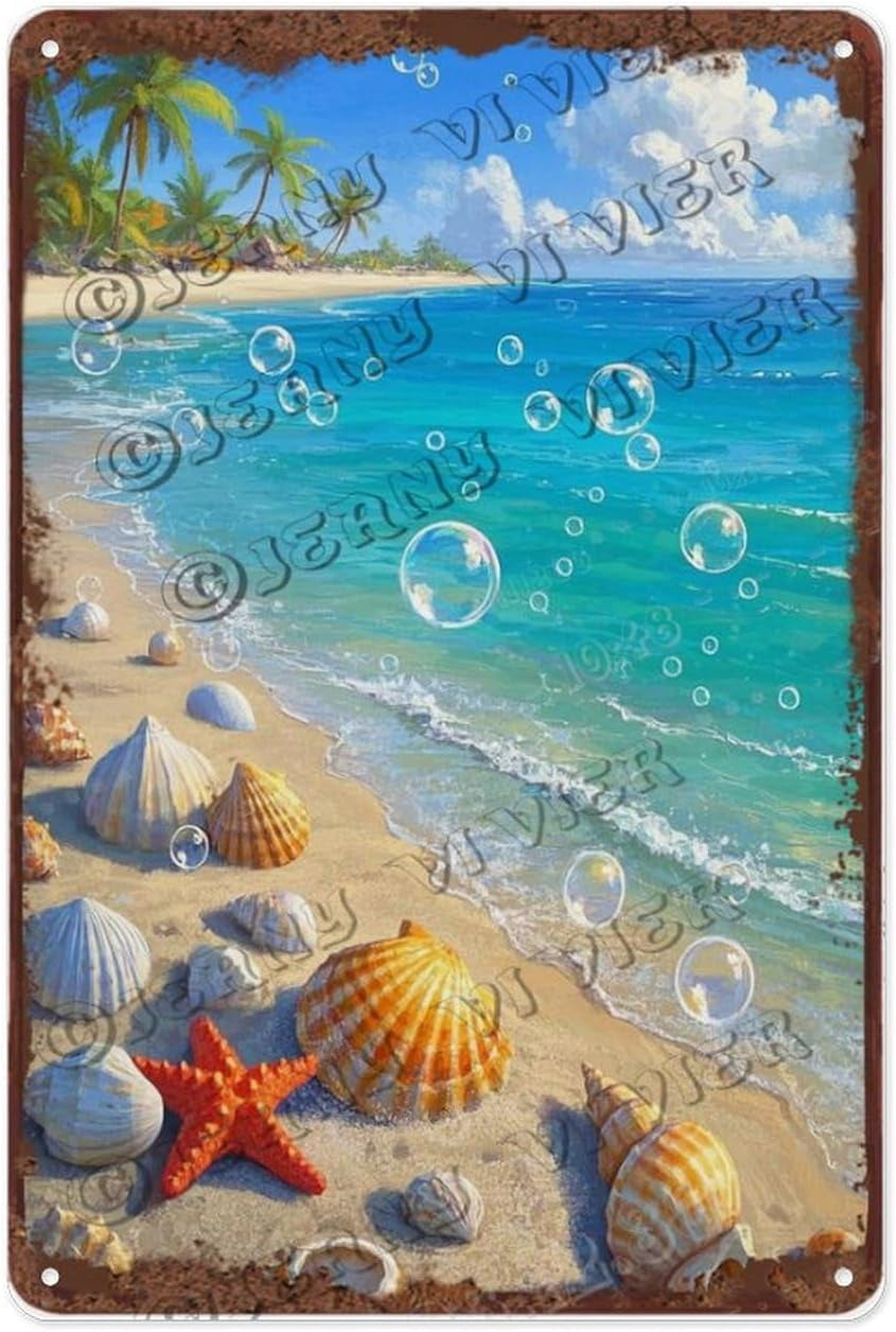 Inspirational Beach Shell Sign 12x16 Inch Coastal Nautical Wall Art for ...