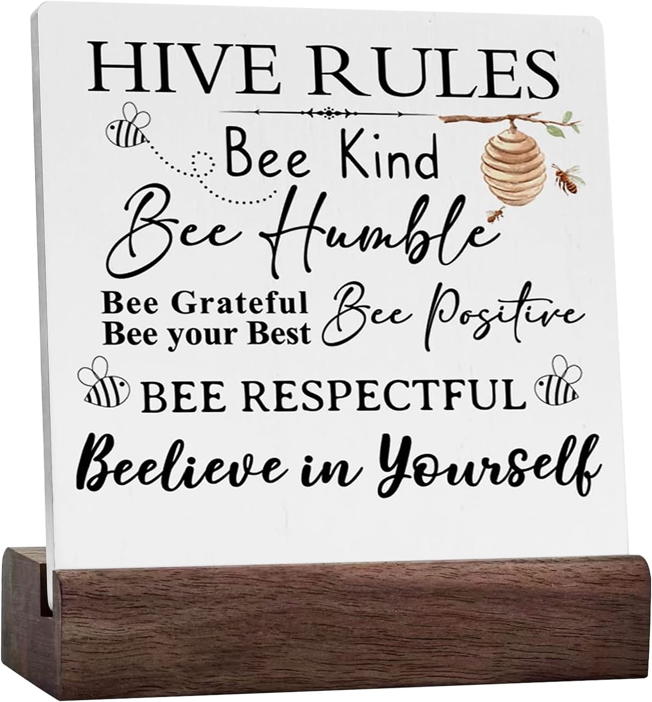 Inspirational Bee Decor Ceramic Table Plaque Desk Decor for Tiered Tray ...