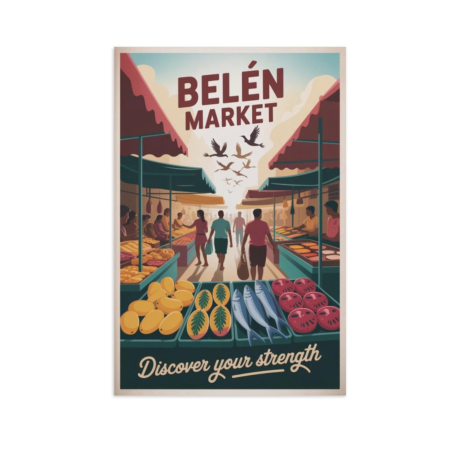 Inspirational Belén Market Retro Vintage Travel Motivational Wall Art ...