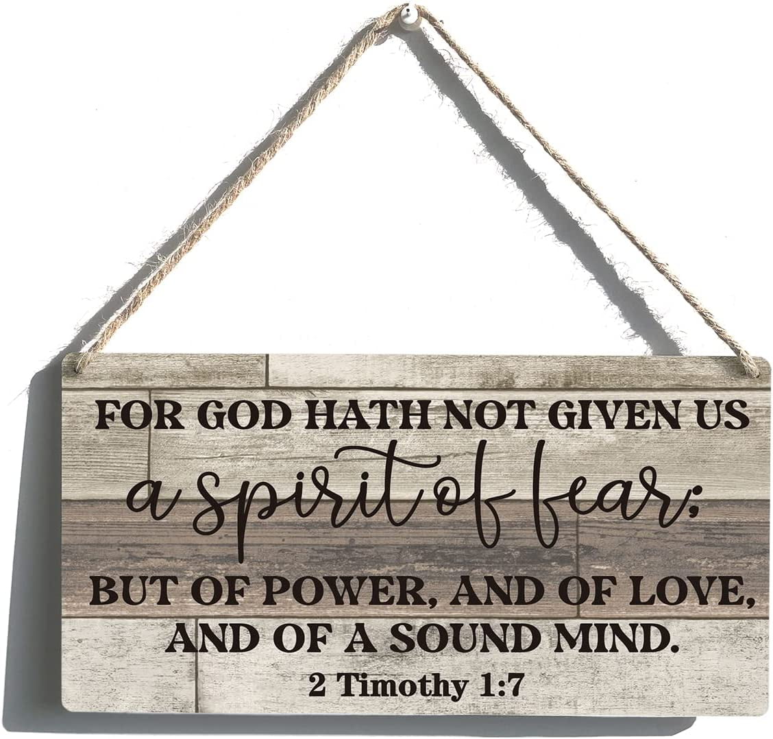 Inspirational Bible Gift Signs 2 Timothy 17 Wooden Hanging Sign ...