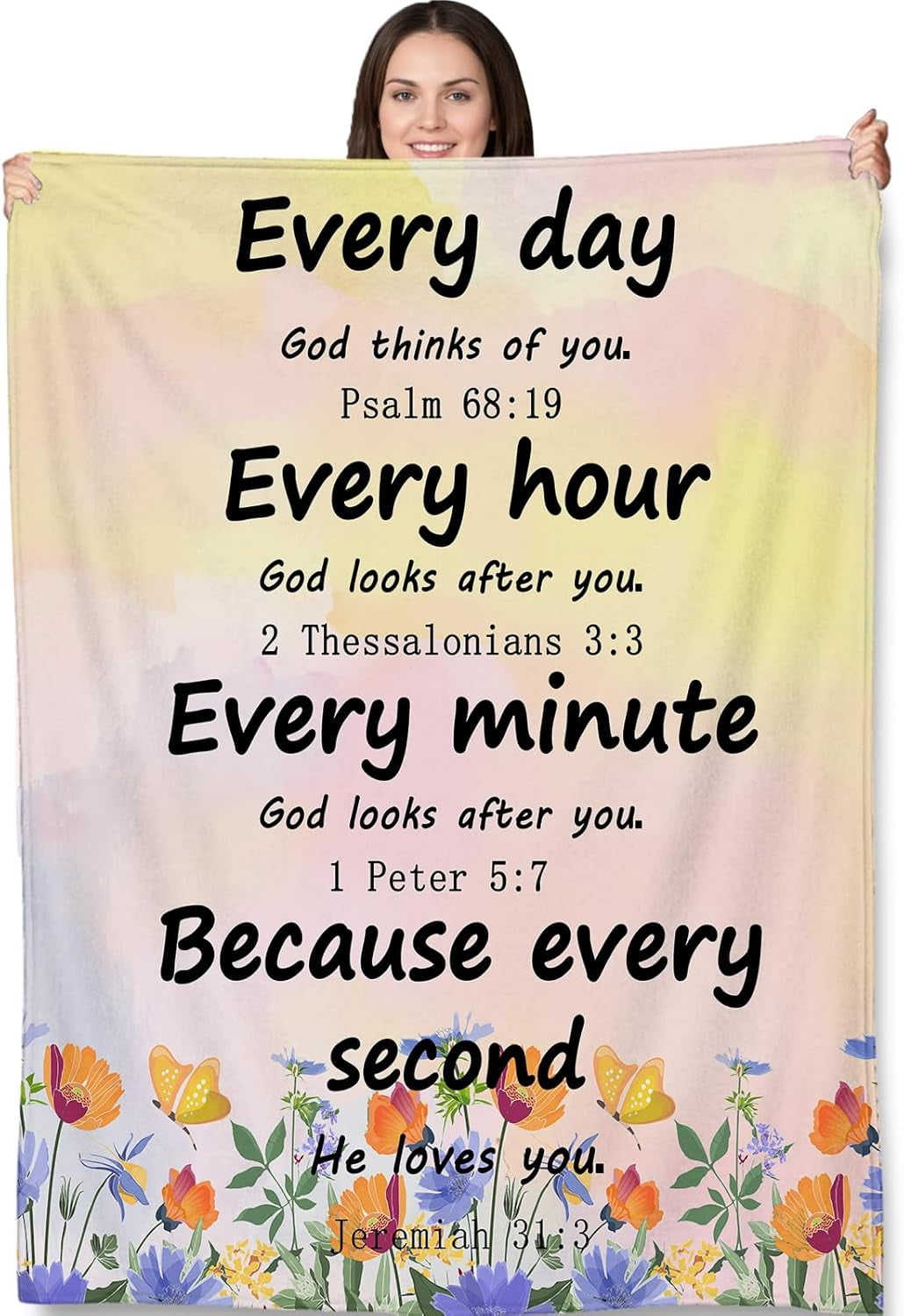 Inspirational Bible Verse Blanket - Soft Cozy Fleece Throw Blanket, 50 ...