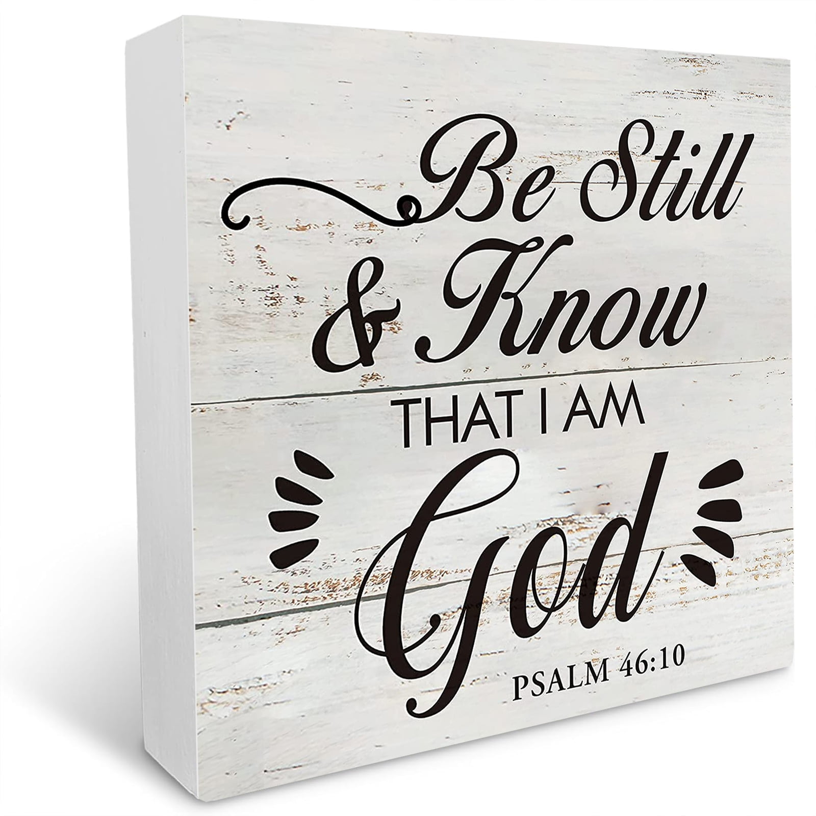 Inspirational Bible Verse Psalm 4610 Wooden Box Sign Desk Decor Rustic ...