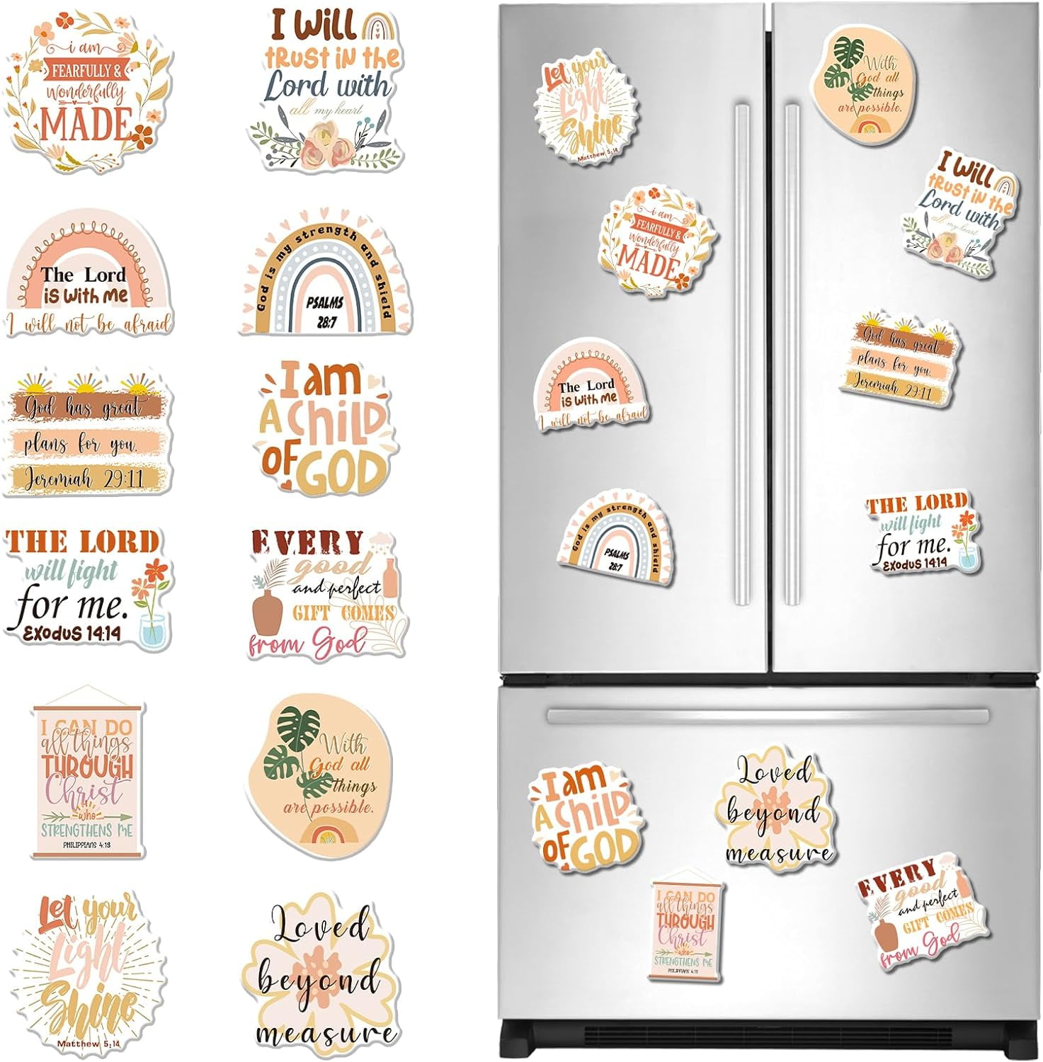 Inspirational Bible Verse Refrigerator Magnets - 12PCS Boho Bible Verse ...