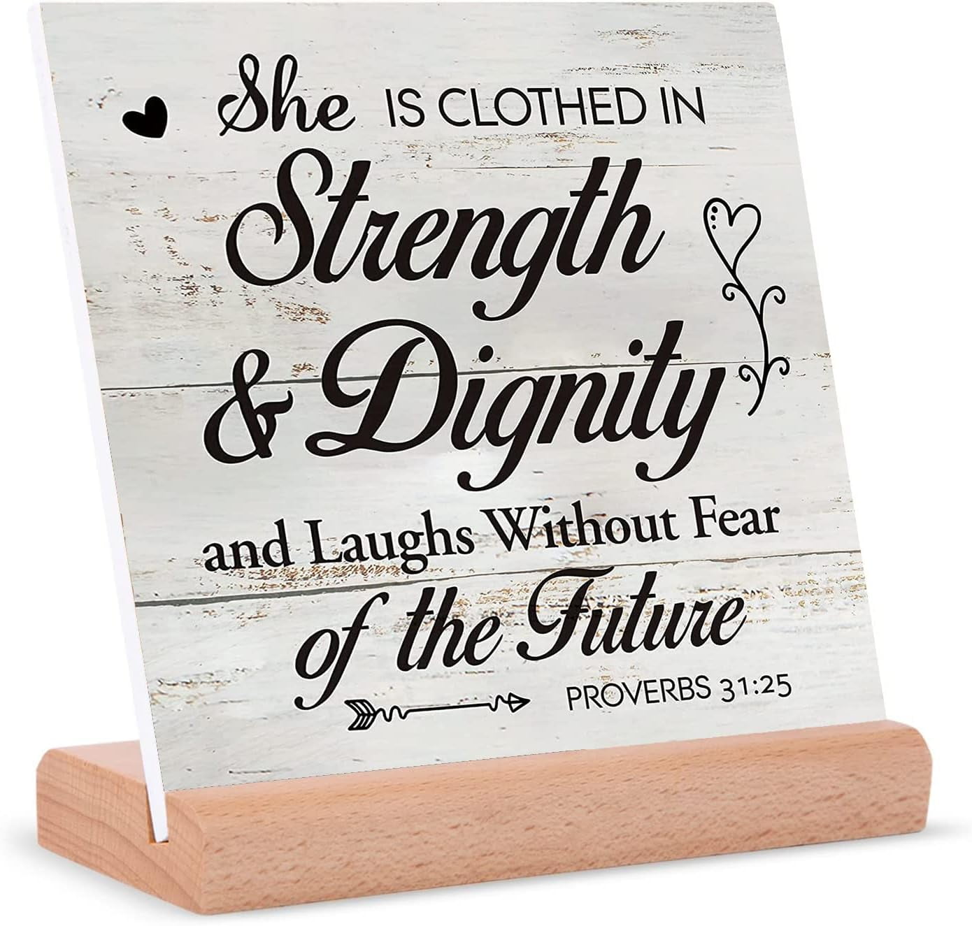 Inspirational Bible Verse She is Clothed in Strength Ceramic Table ...