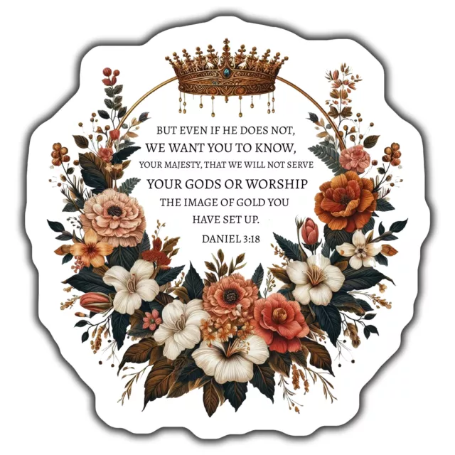 Inspirational Bible Verse Sticker, Floral Crown Design, Christian Faith ...
