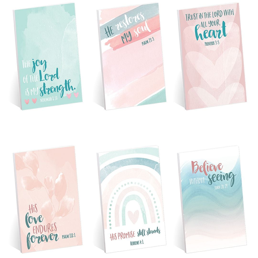 "Inspirational Bible Verse Sticky Note Assortment, Set Of 6 Watercolor ...