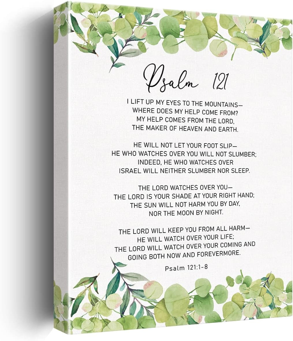 Inspirational Bible Verse Wall Art Decor Watercolor Religious Psalm 121 ...