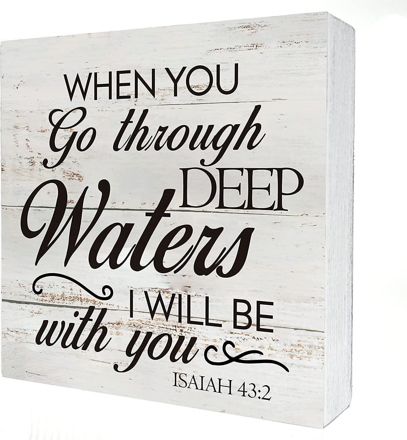 Inspirational Bible Verse When You Go Through Deep Waters Wooden Box ...