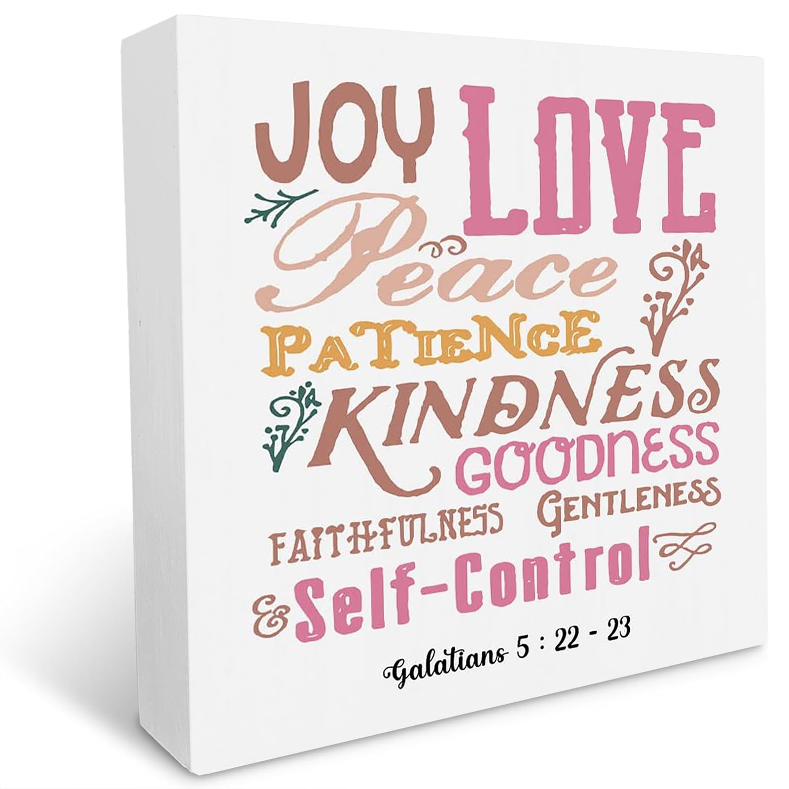Inspirational Bible Verse Wood Box Sign, Love Joy Peace Galatians 5 22 ...