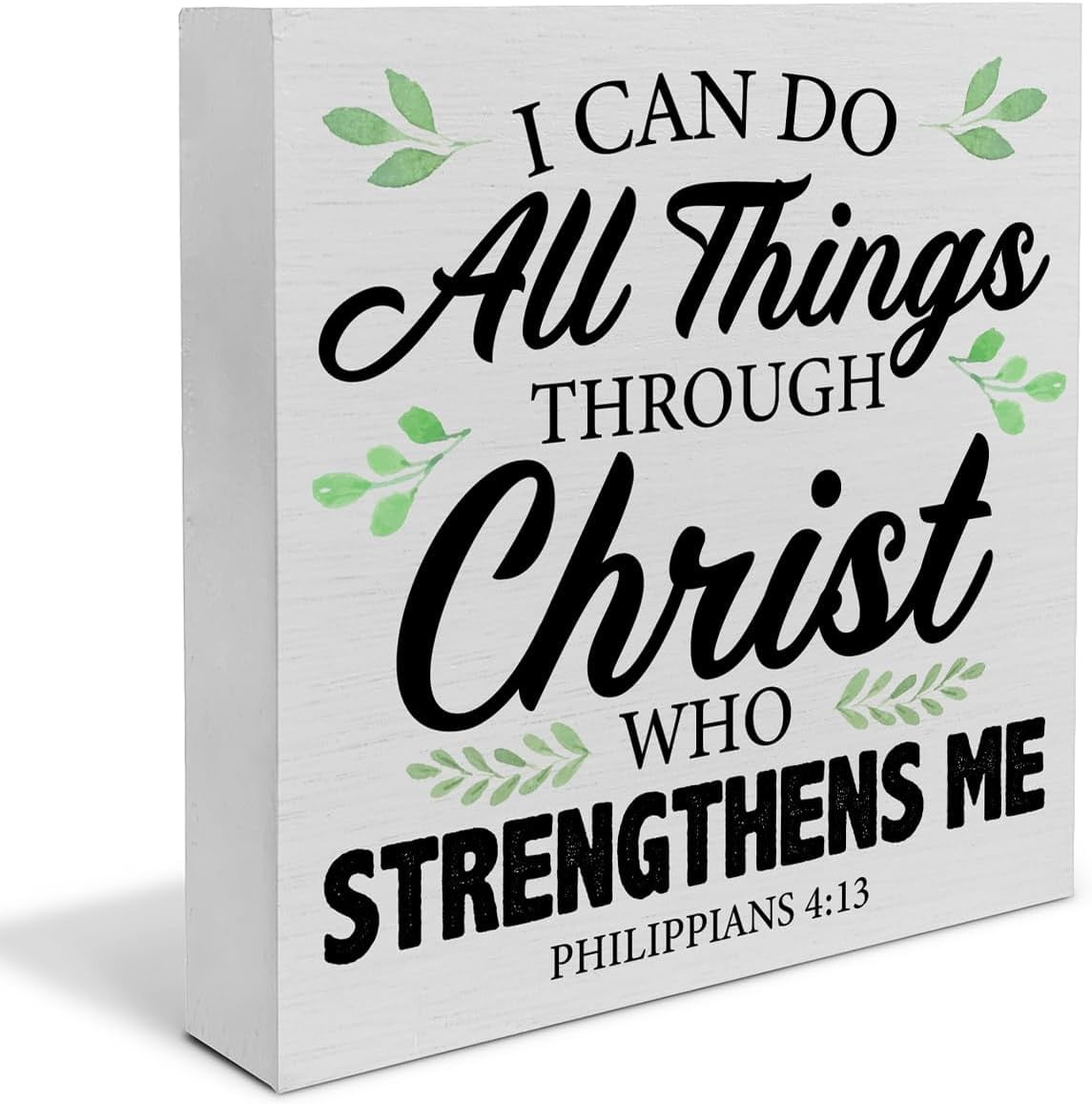 Inspirational Bible Verse Wooden Box Sign Christian Desk Decor, Rustic ...