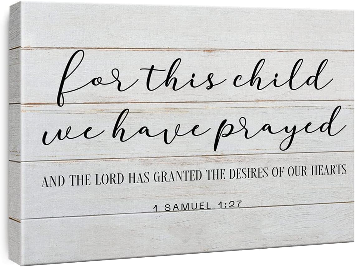 Inspirational Bible Verses Canvas Wall Art for This Child We Have Prayed 1 Samuel 1:27 Print ...