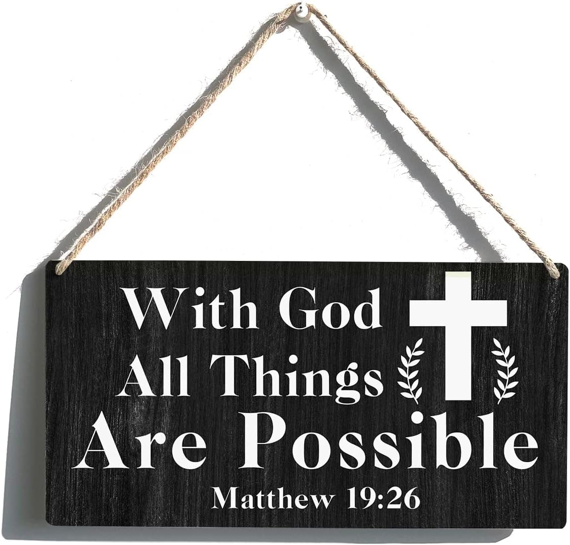Inspirational Bible Verses Sign Gift Farmhouse with God All Things ...