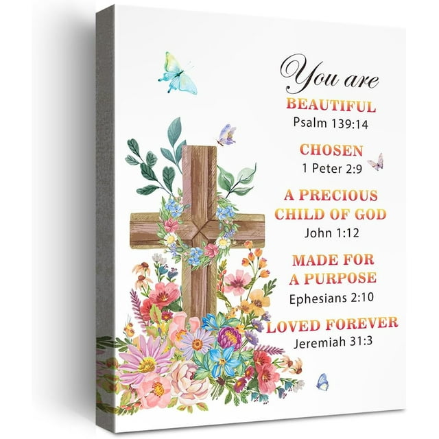 Inspirational Bible Verses Wall Decor,You Are Beautiful Flower Cross ...