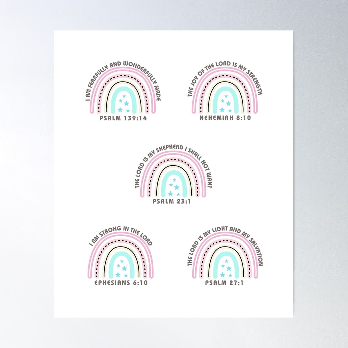 Inspirational Bible Verses With A Rainbow Poster Wall Art, Modern Wall ...