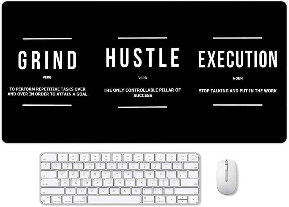 Inspirational Black Hustle Rectangle Mouse Pad Non Slip Rubber Base ...