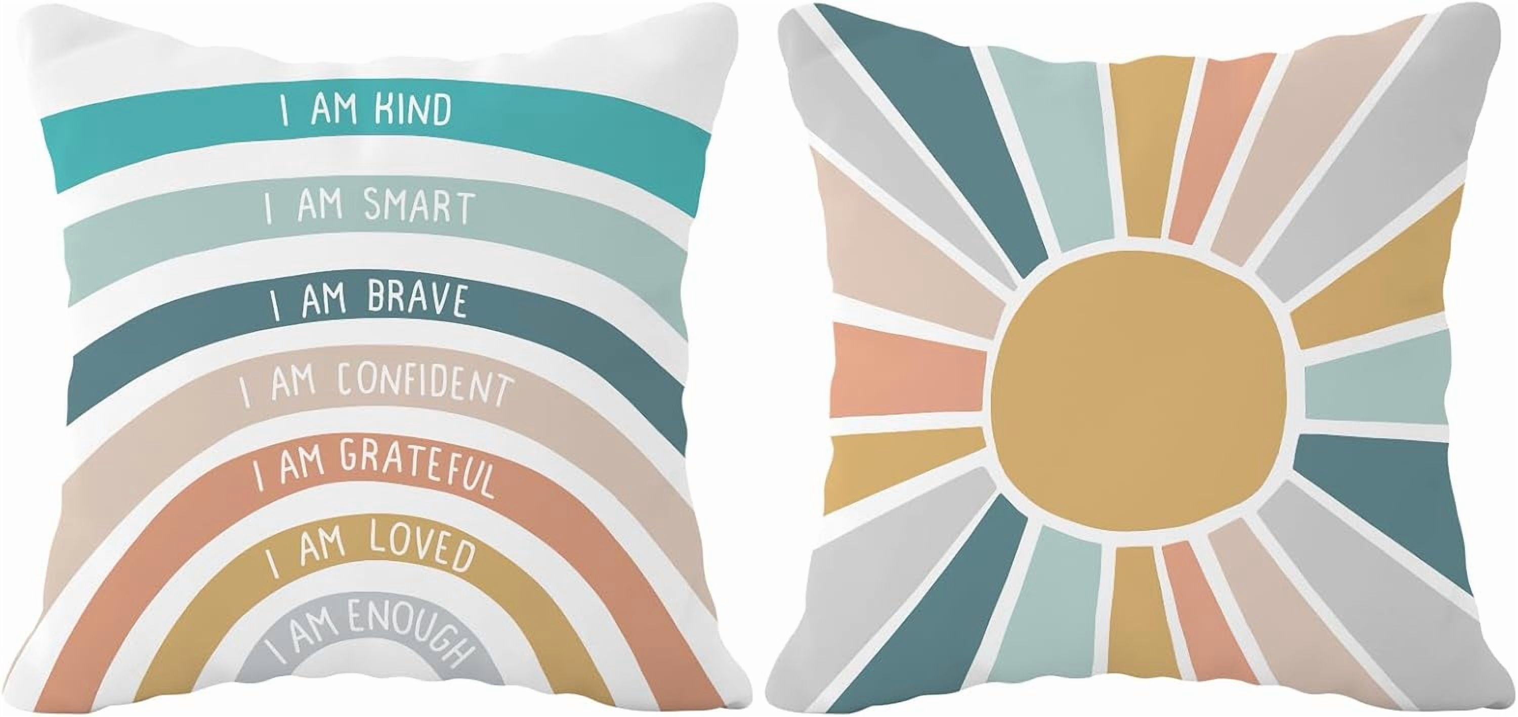 Inspirational Boho Rainbow Classroom Decor Pillow Covers, Reading ...