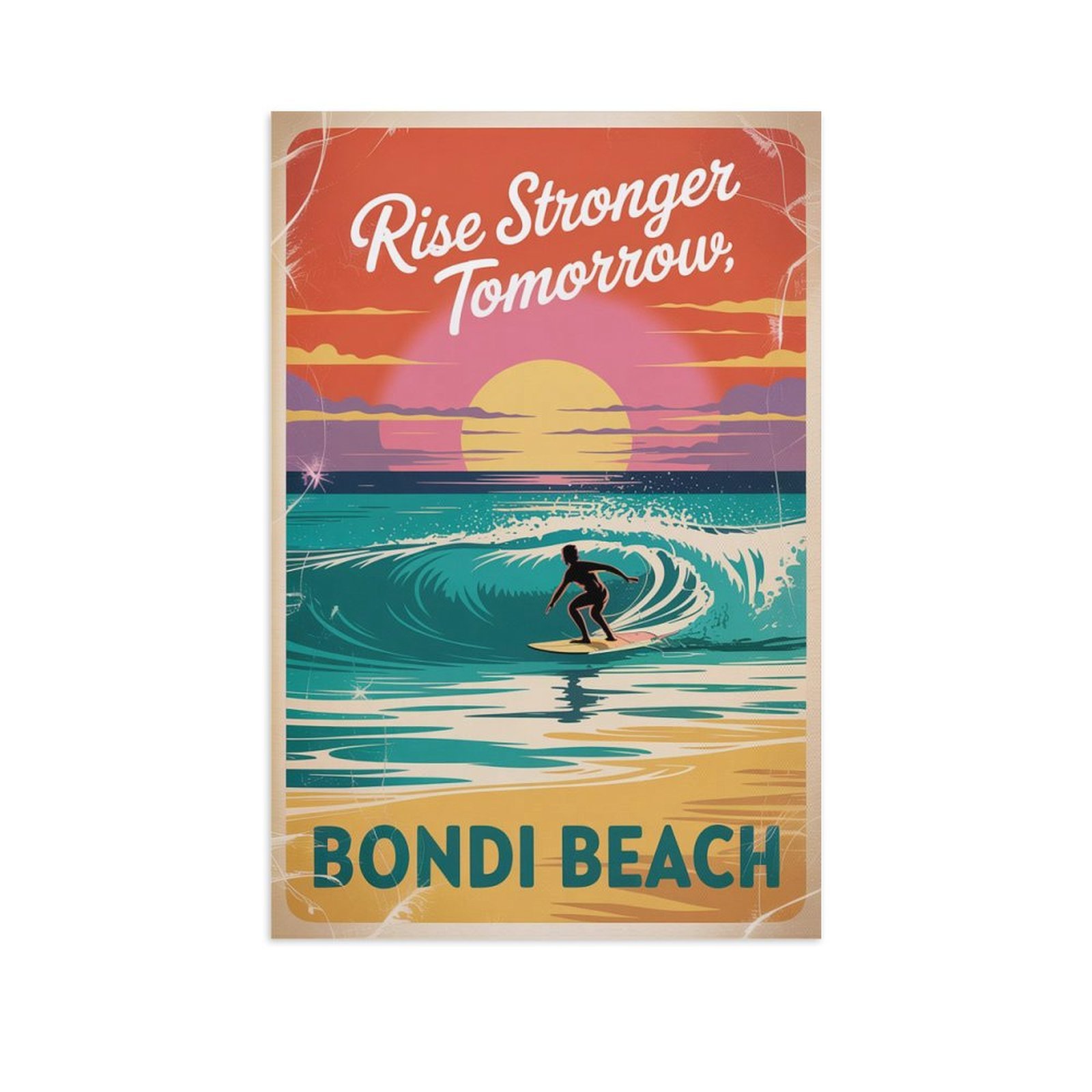 Inspirational Bondi Beach Poster Retro Motivational Vintage Travel Wall ...