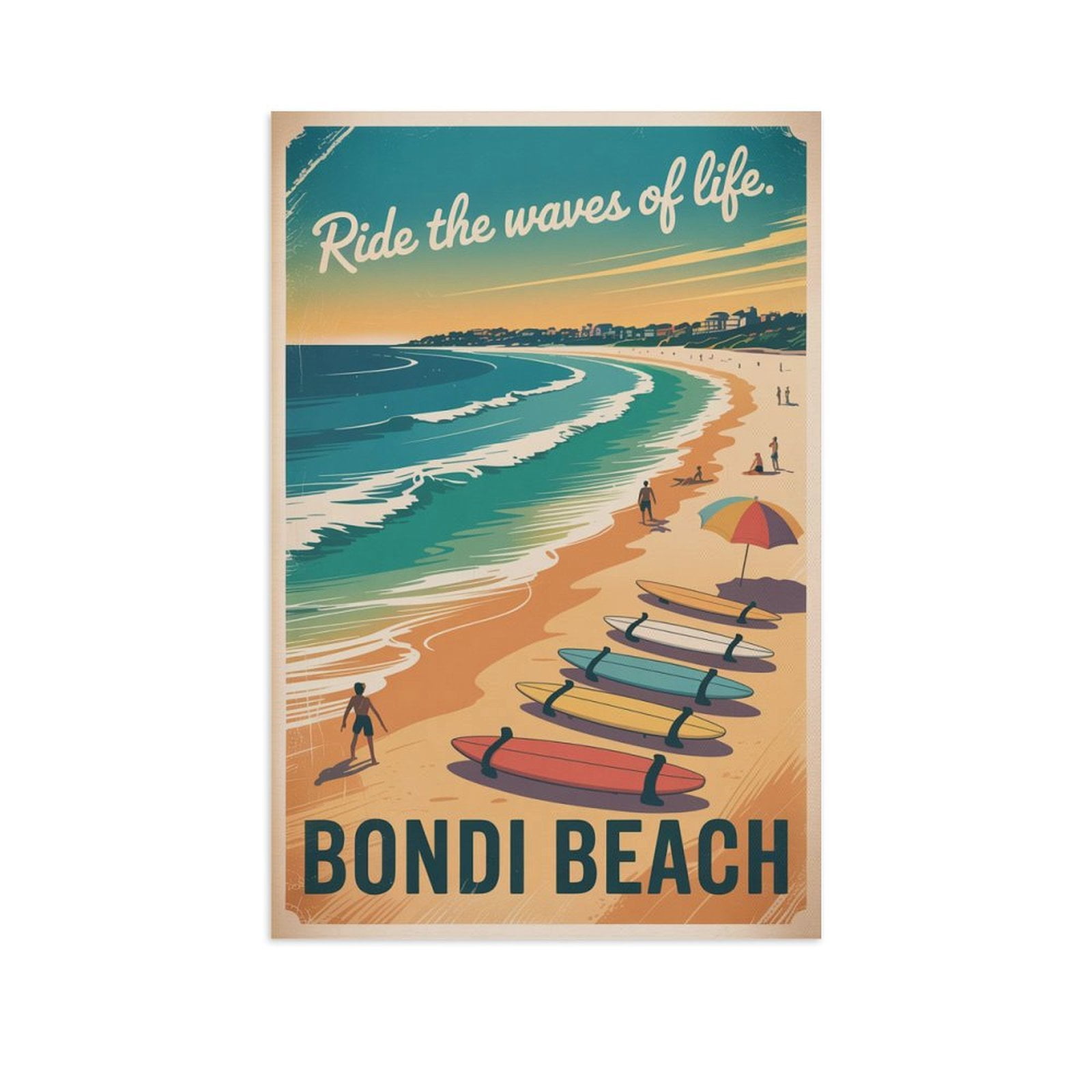 Inspirational Bondi Beach Poster Retro Motivational Vintage Travel Wall ...