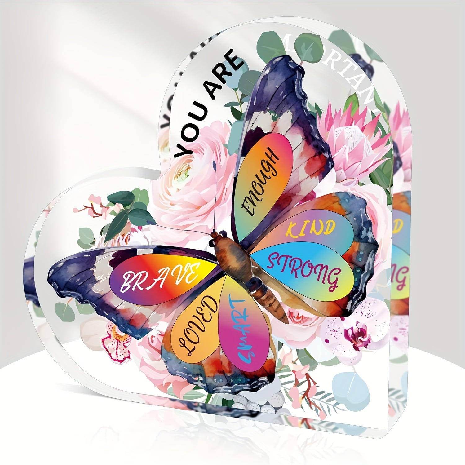 Inspirational Butterfly Acrylic Heart Sign, Classic Style, Positive ...