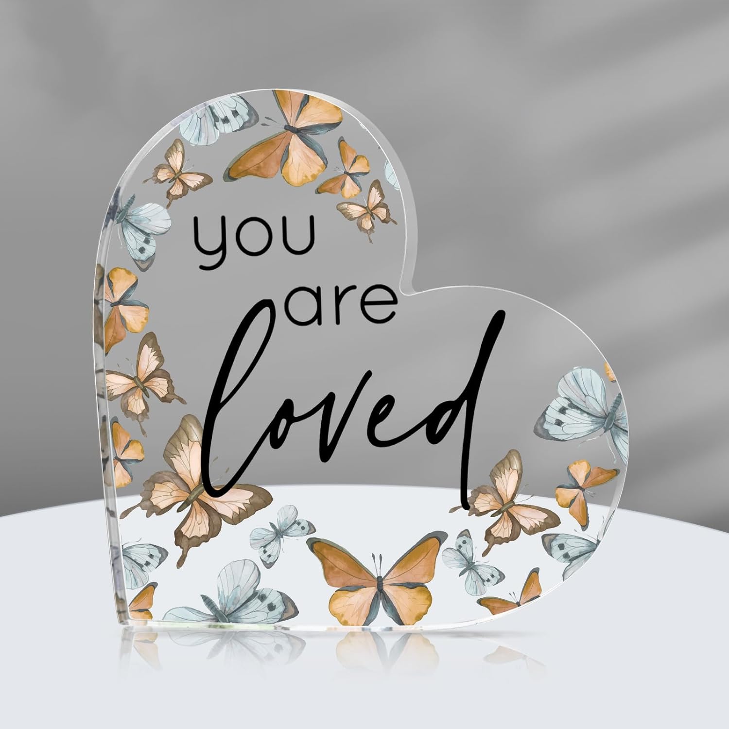 Inspirational Butterfly Gift You Are Loved Decor Acrylic Heart Shaped ...