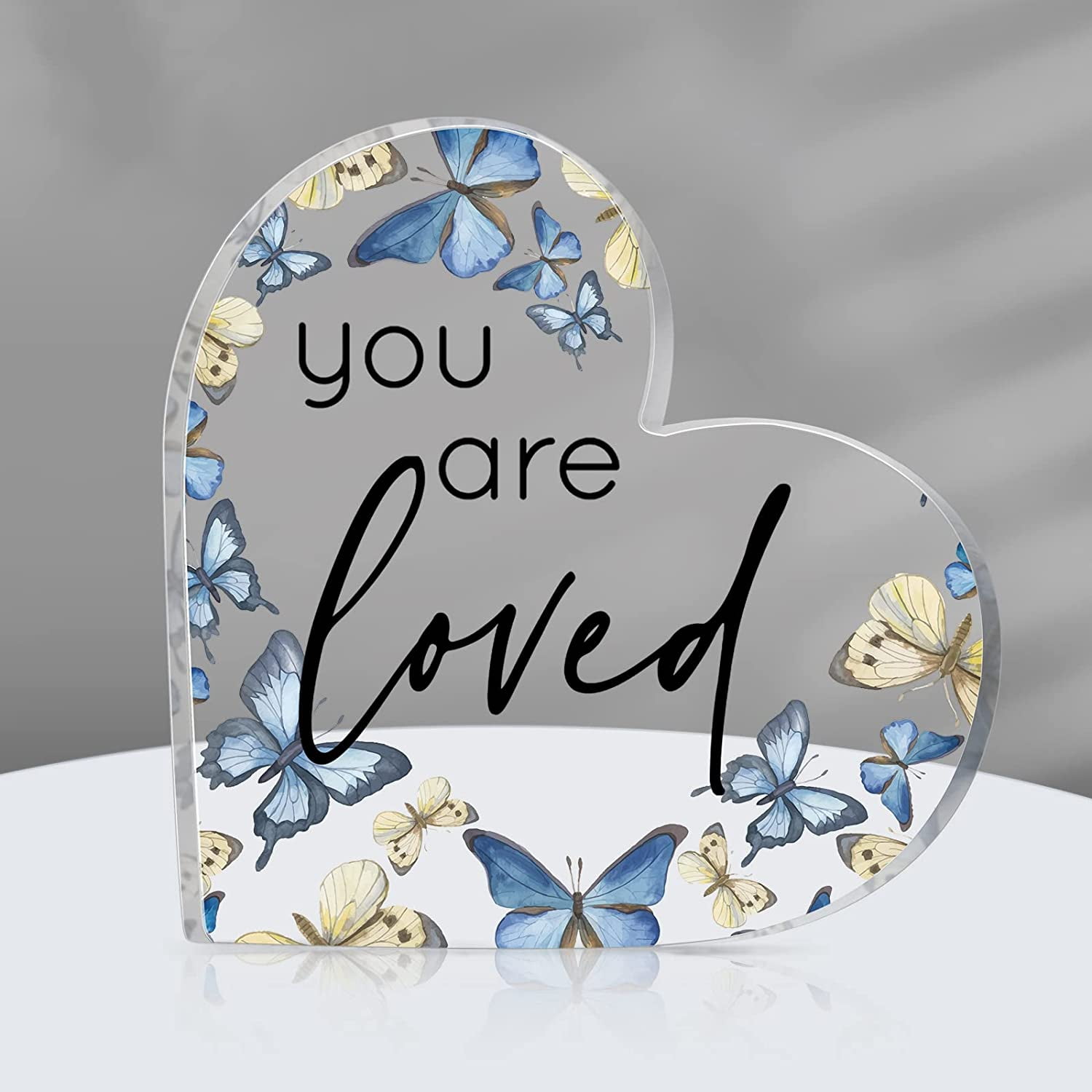 Inspirational Butterfly Gift You Are Loved Decor Acrylic Heart Shaped ...