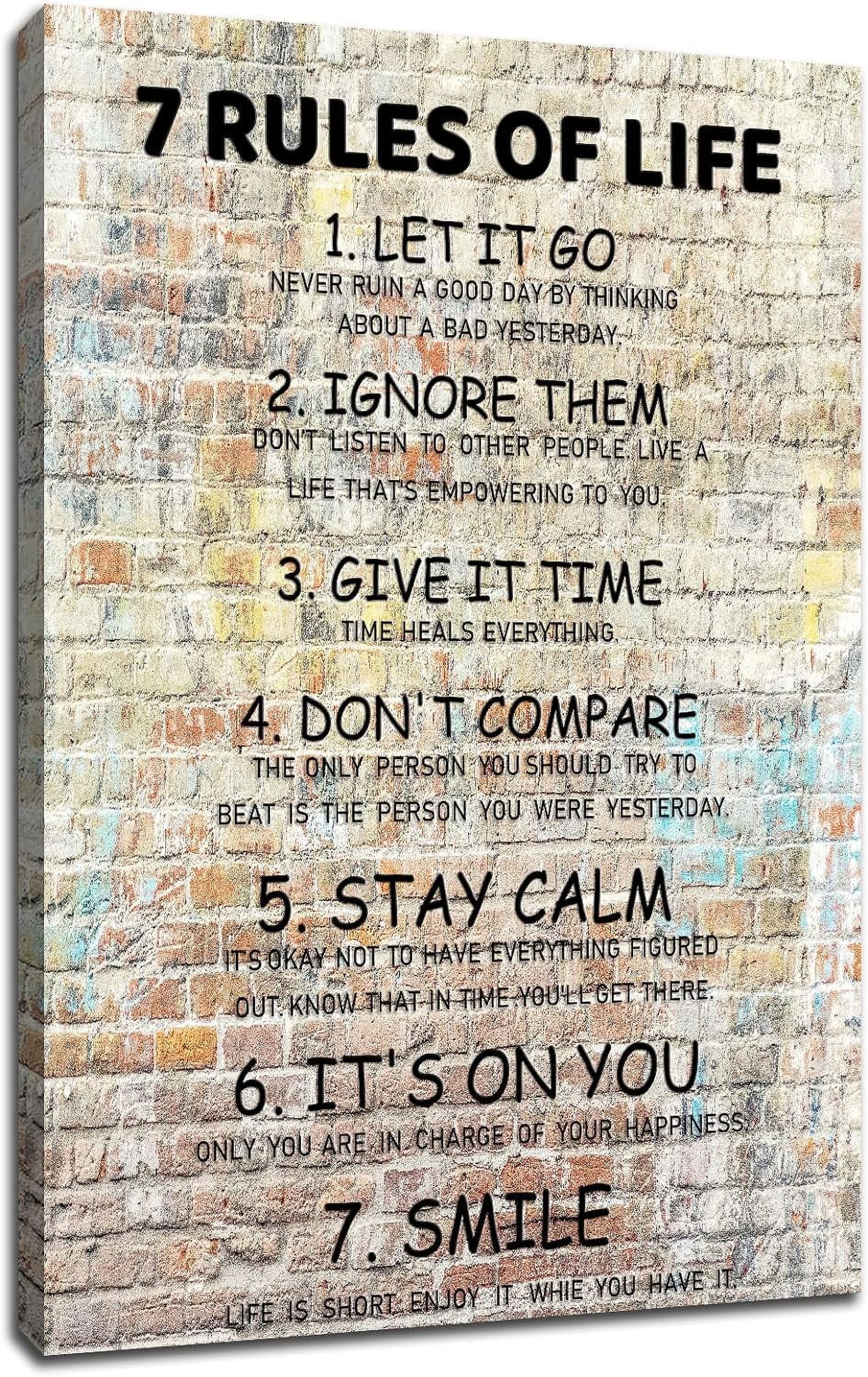 Inspirational Canvas Wall Art 7 Rules of Life Motivational Poster Wall ...