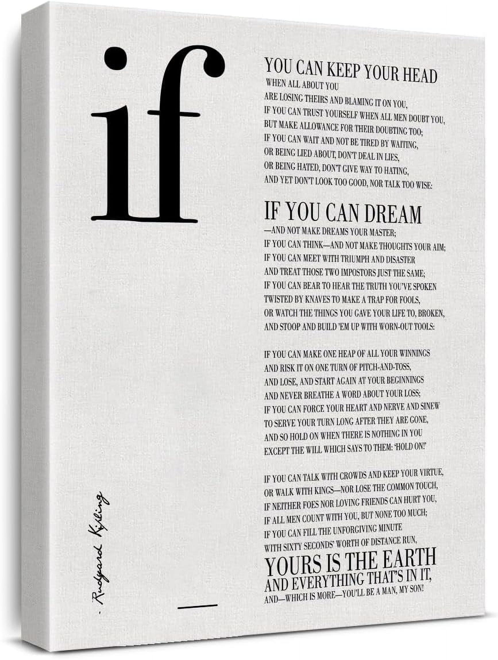 Inspirational Canvas Wall Art If Poem Positive Print Framed Painting ...