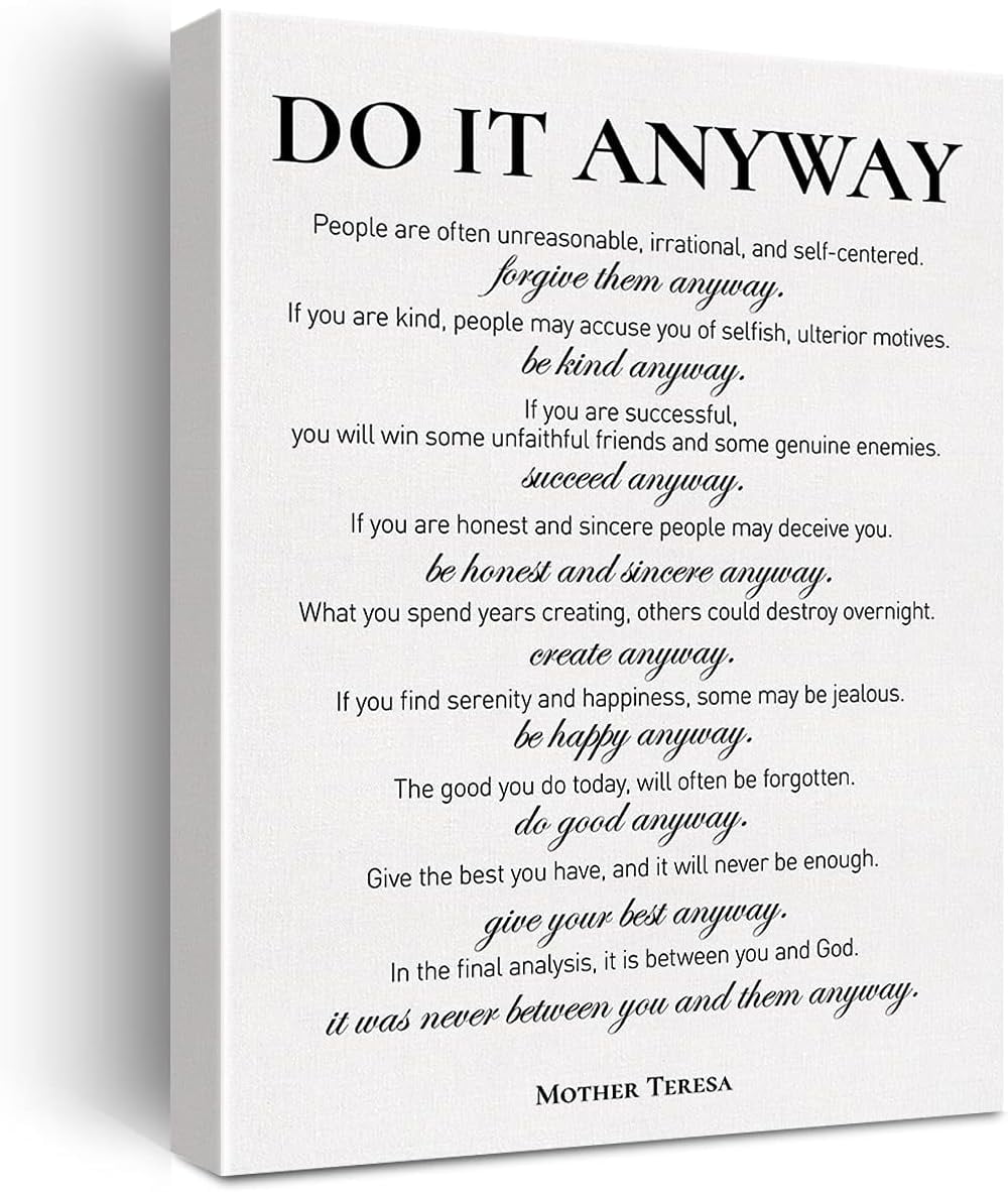 Inspirational Canvas Wall Art Motivational Do It Anyway Quote Canvas ...