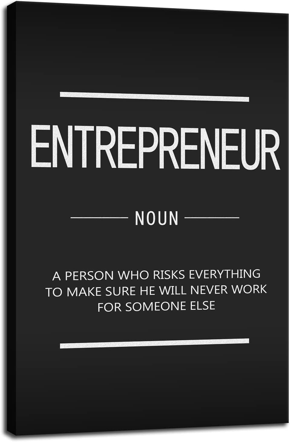Inspirational Canvas Wall Art Motivational Entrepreneur Noun Picture ...