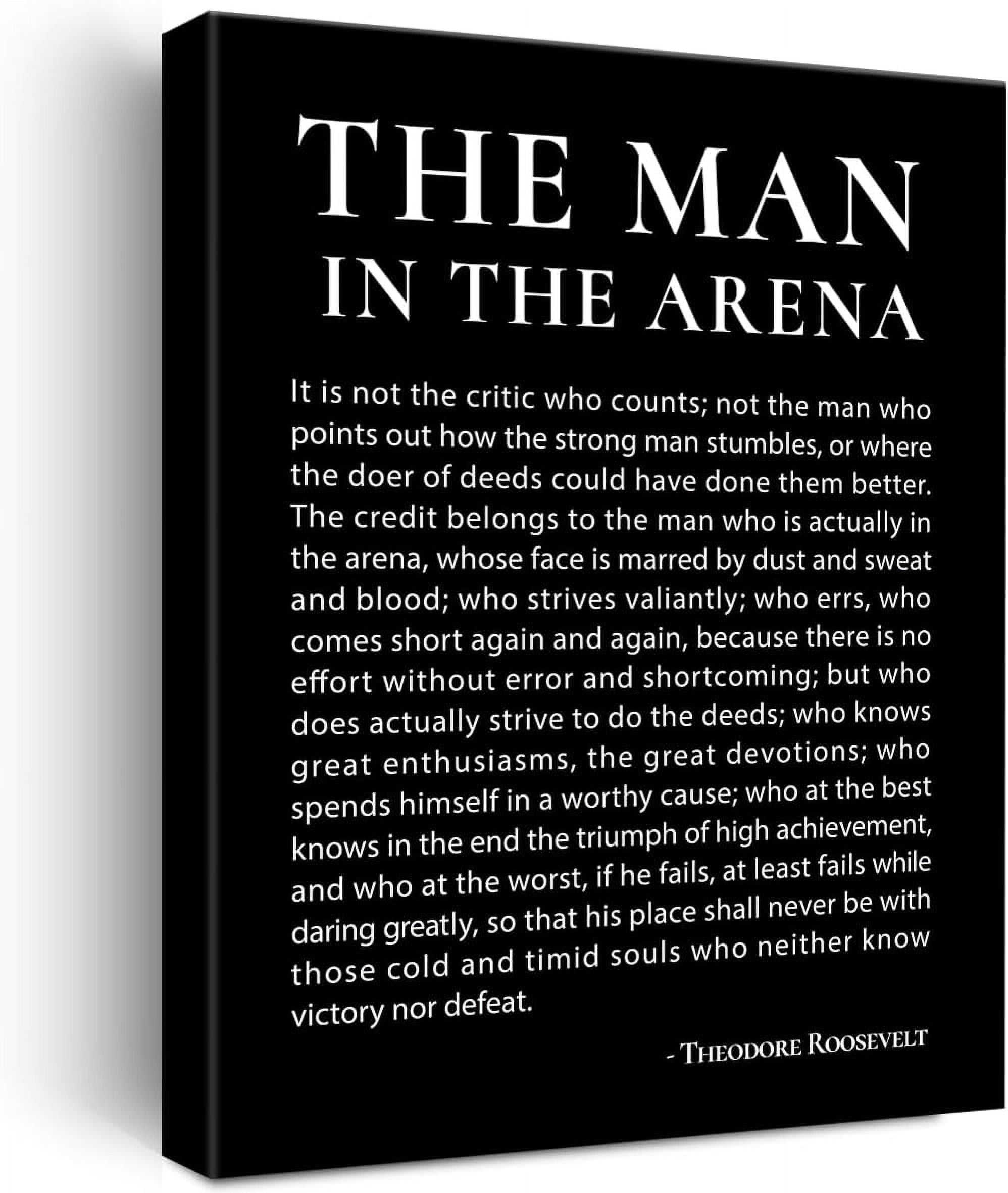 Inspirational Canvas Wall Art Motivational the Man in the Arena Quote ...