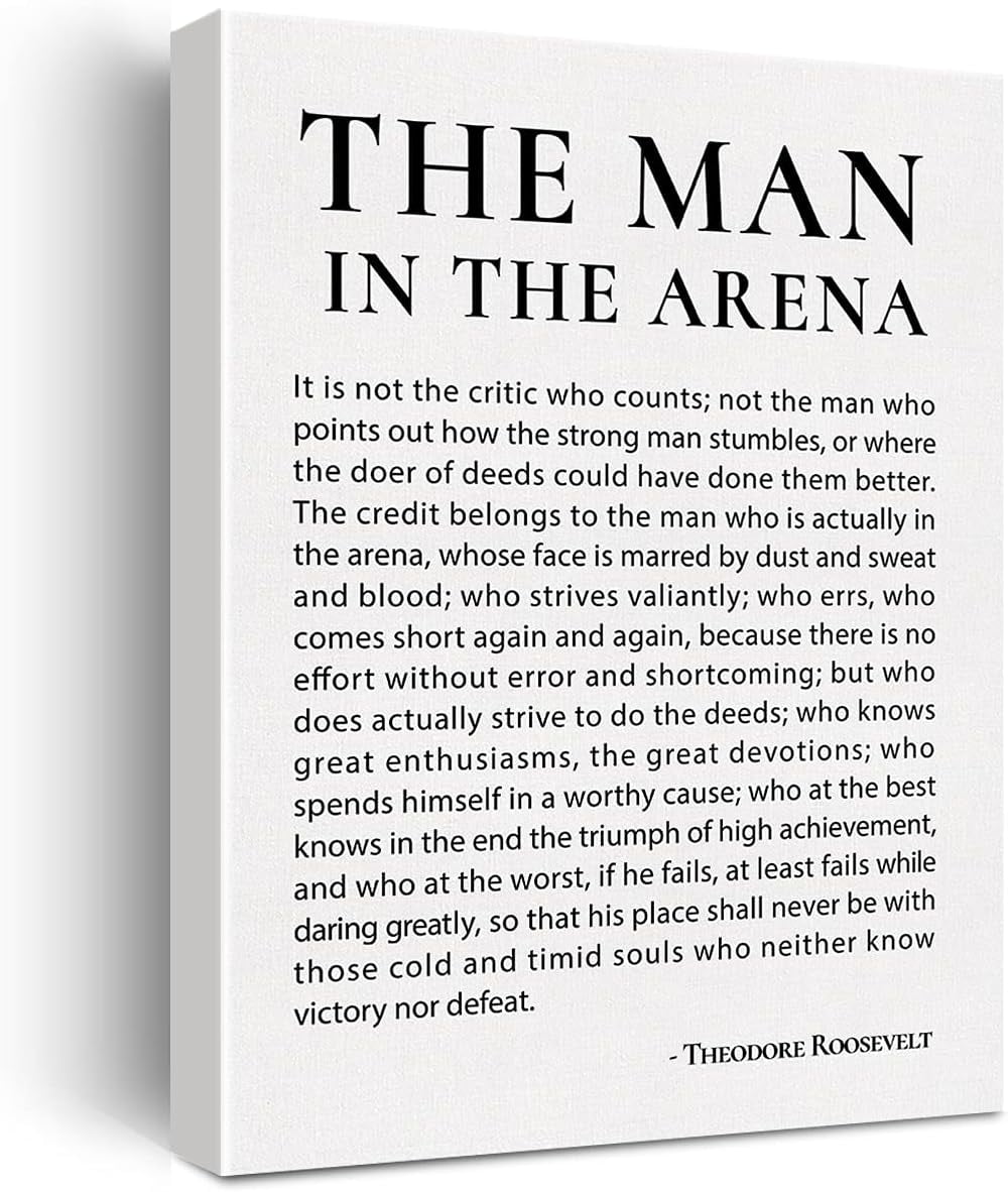Inspirational Canvas Wall Art Motivational the Man in the Arena Quote ...