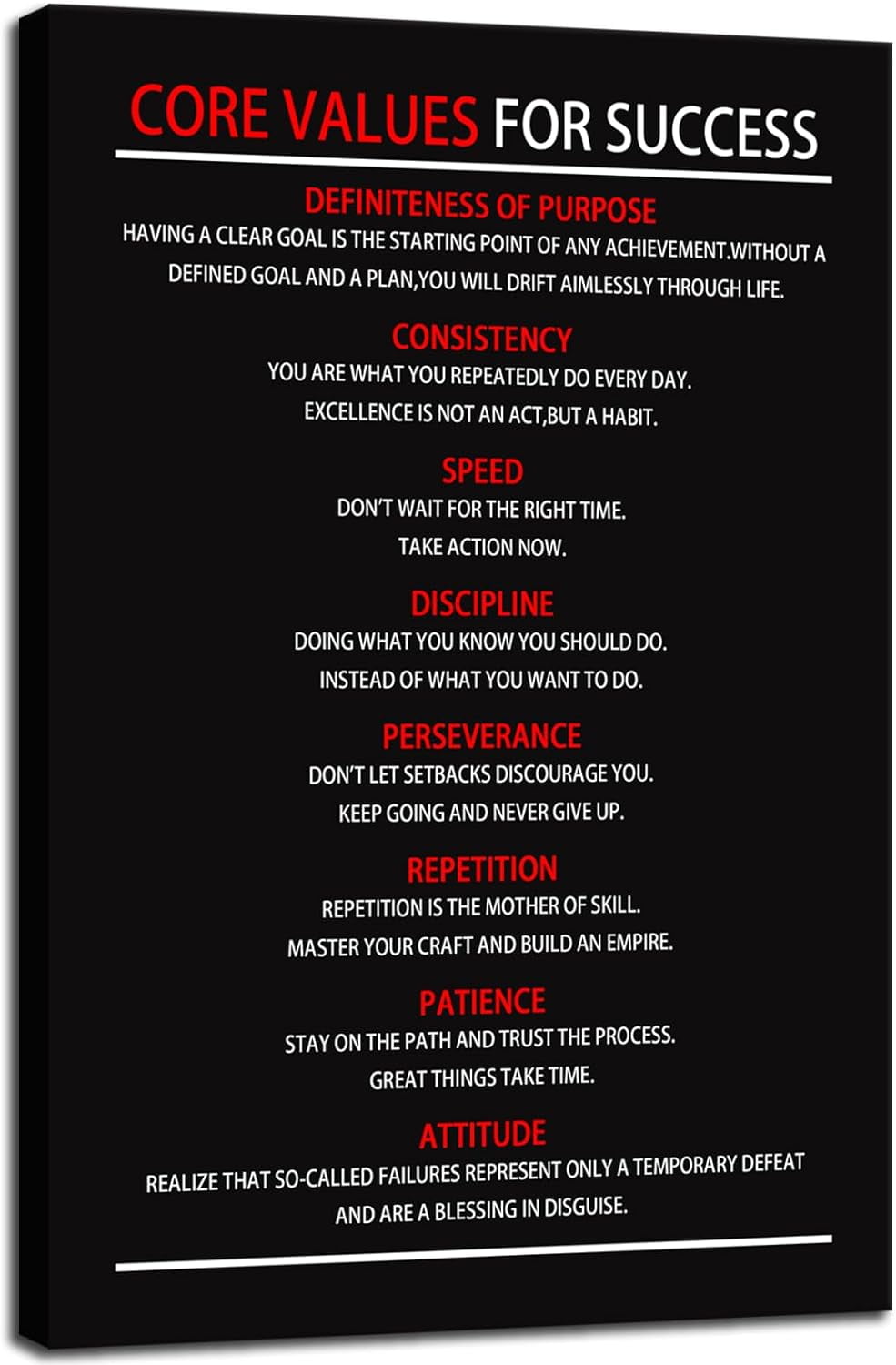 Inspirational Canvas Wall Art Motivational Positive Poster Quotes Core ...