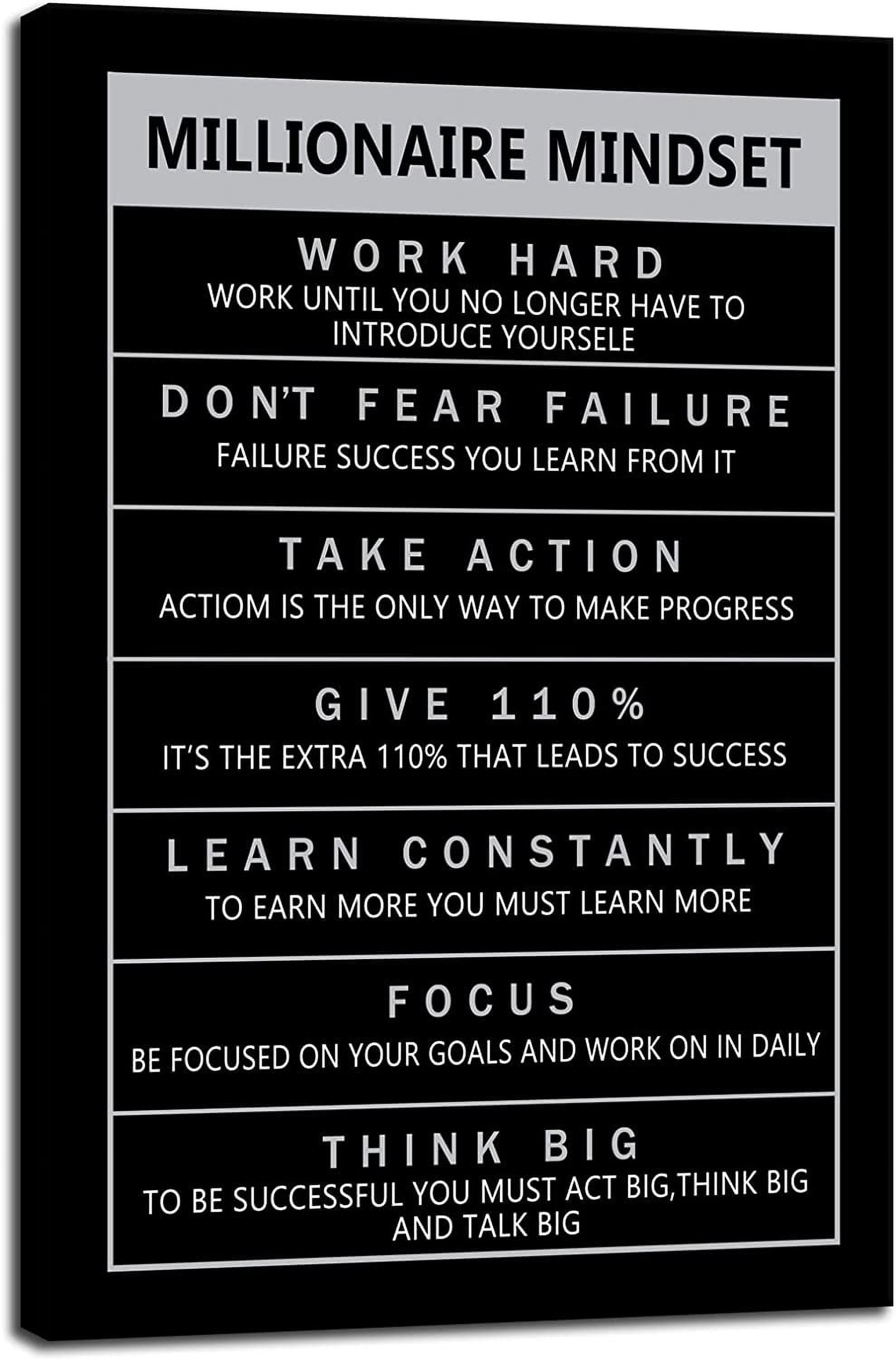 Inspirational Canvas Wall Art Motivational Success Painting Millionaire ...