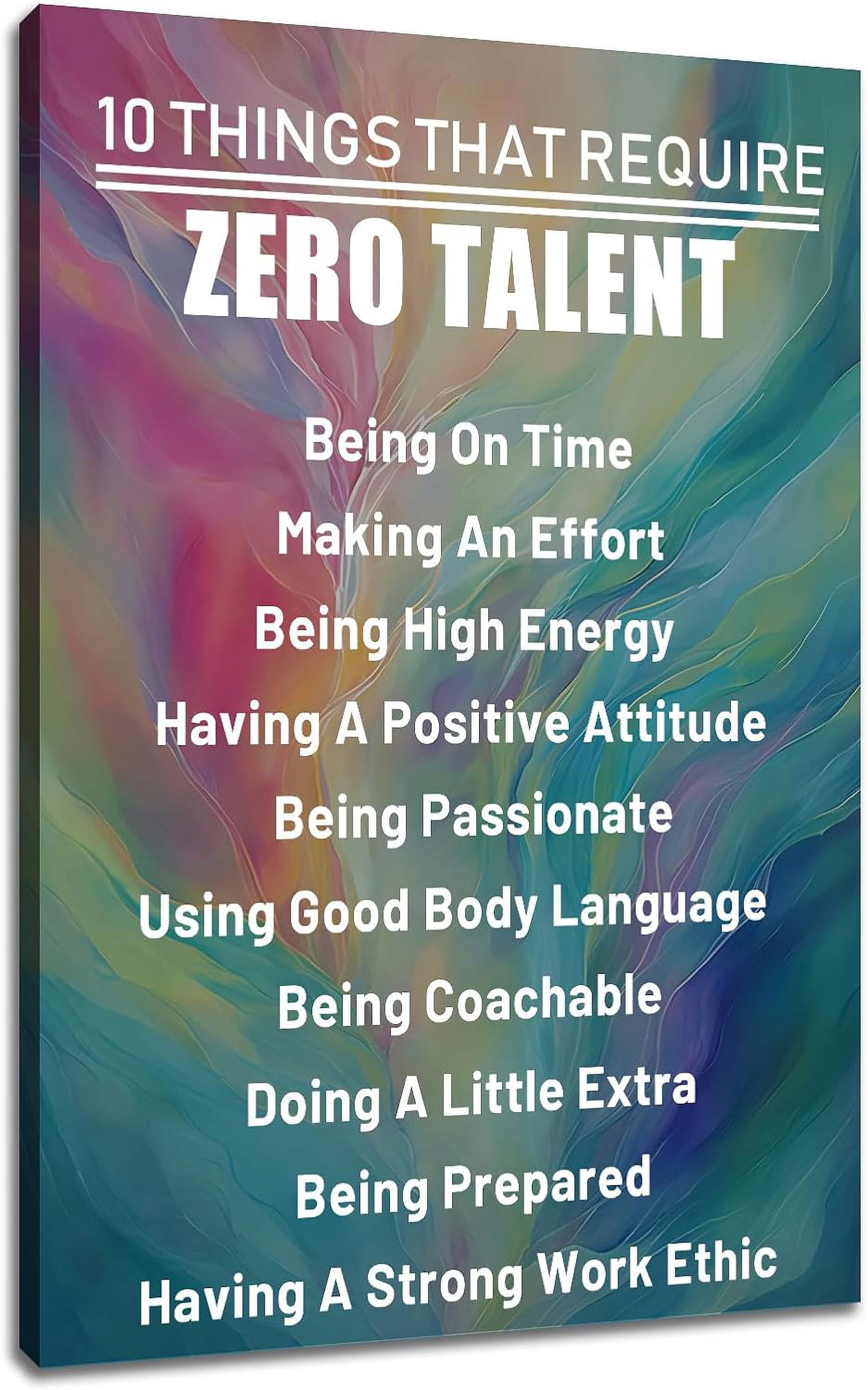 Inspirational Canvas Wall Art Office Motto Decor Zero Talent Quotes ...