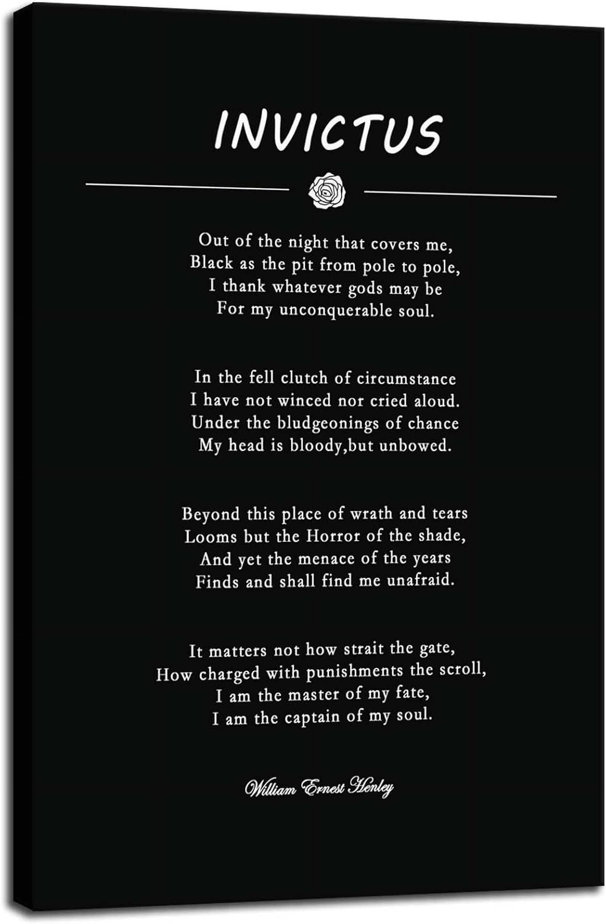 Inspirational Canvas Wall Art Quotes Invictus Poem Motivational ...