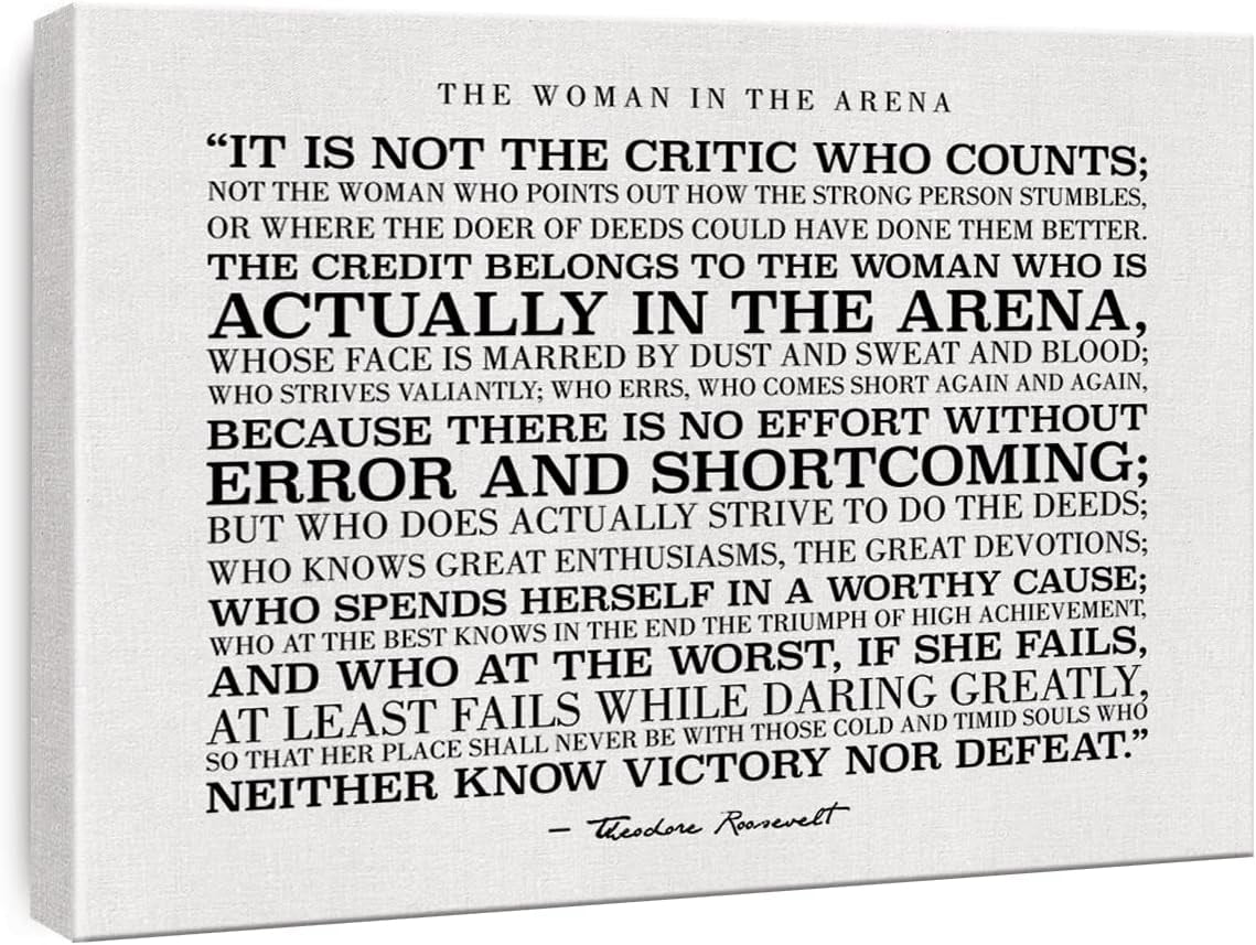 Inspirational Canvas Wall Art Woman in the Arena Prints Framed Theodore ...