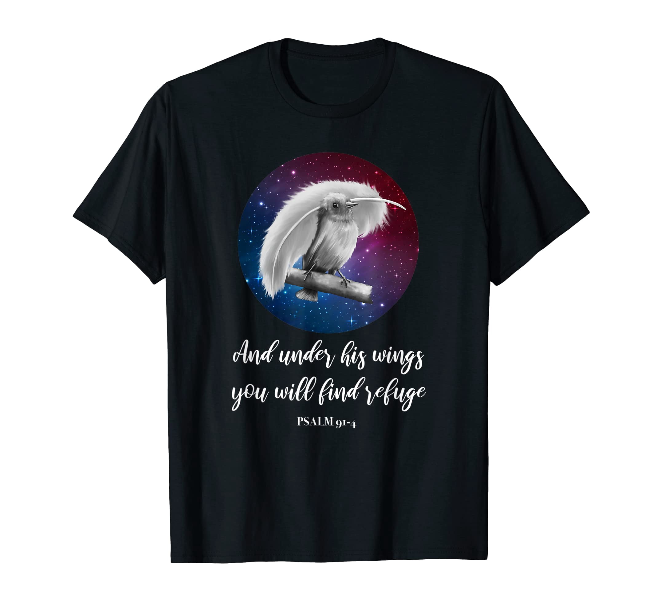 Inspirational Christian Bird Psalm 91:4 T-Shirt for Faith and Hope ...