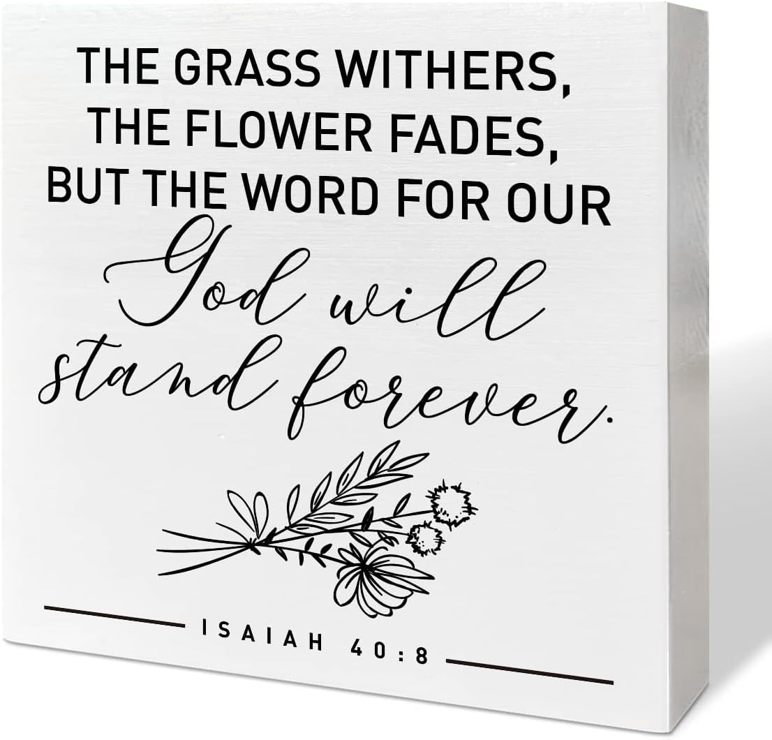 Inspirational Christian Desk Box Sign Decor, Our God Will Stand Forever ...