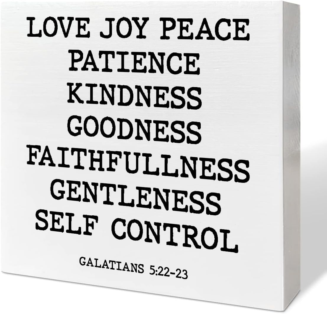 Inspirational Christian Desk Wooden Box Sign Decor, Love Joy Peace ...