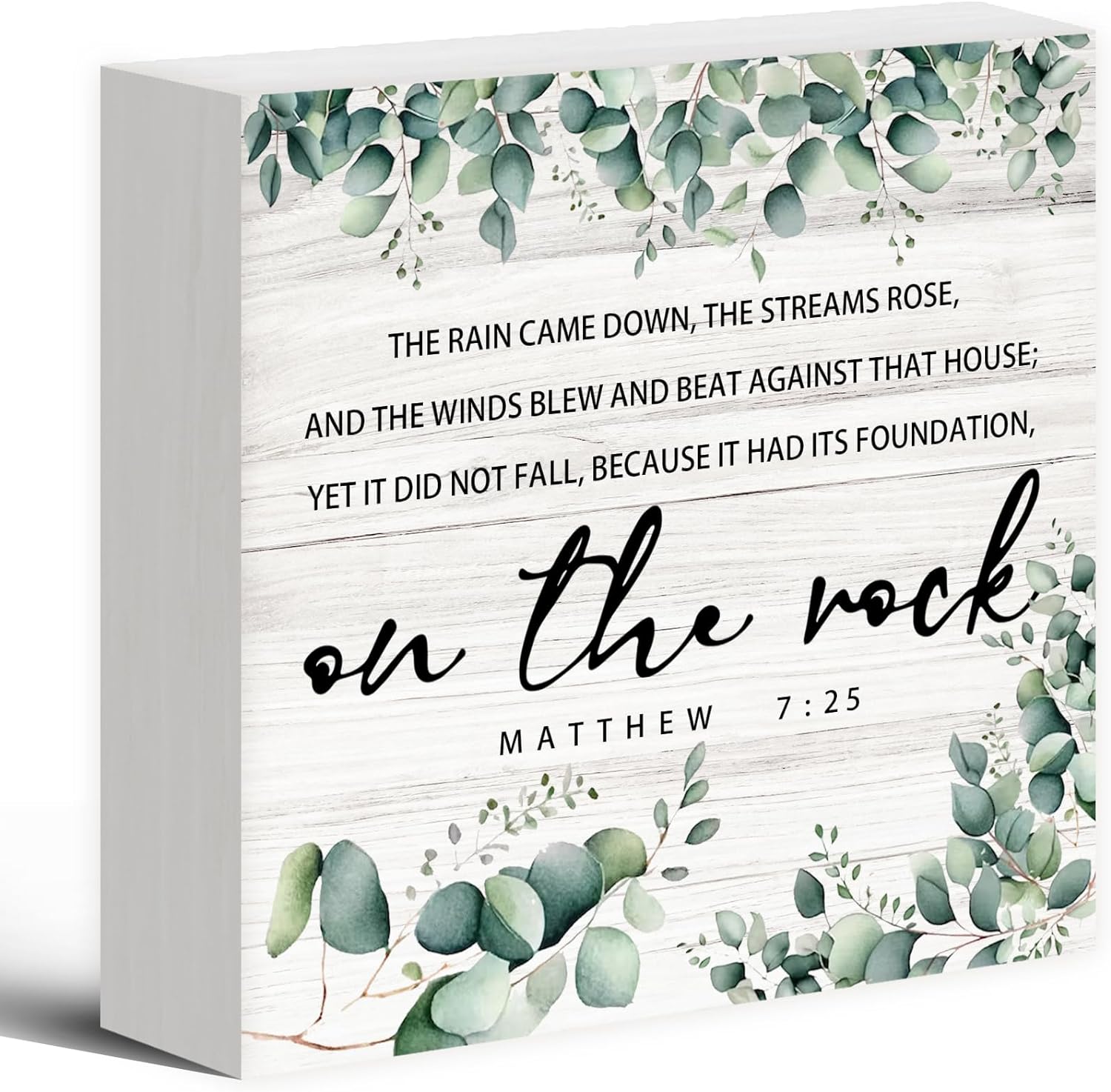 Inspirational Christian On the Rock Wood Box Sign Desk Decor, Scripture ...