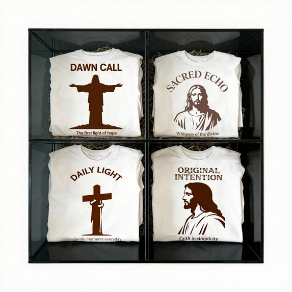 Inspirational Christian T-Shirt Set - 4 Pack Faith-Based Design Tees ...