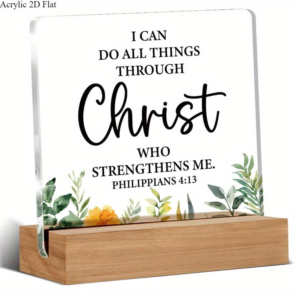 Inspirational Christian Table Sign With Philippians 4:13 Bible Verse ...
