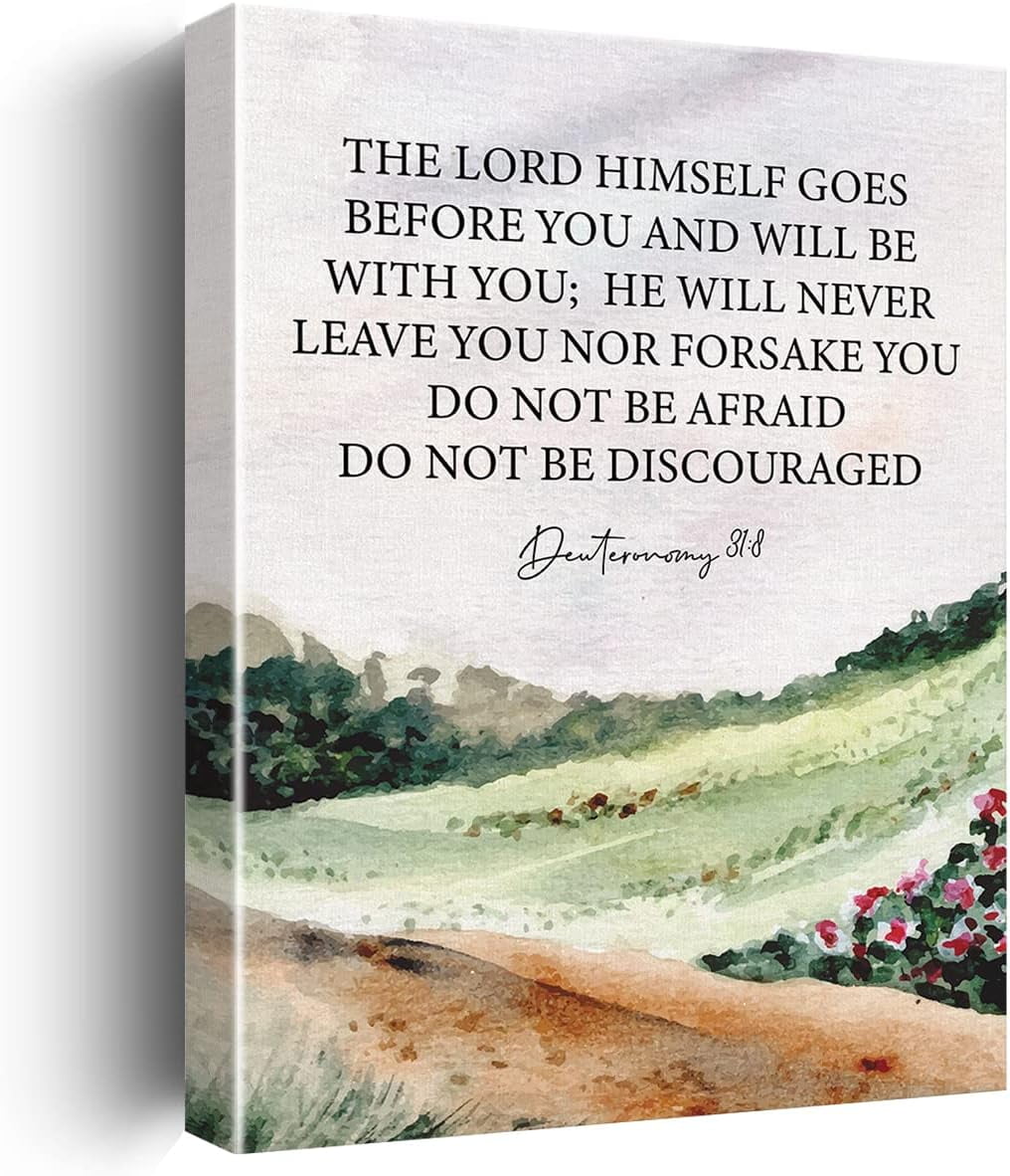 Inspirational Christian Wall Art Decor Deuteronomy 31:8 Scripture ...