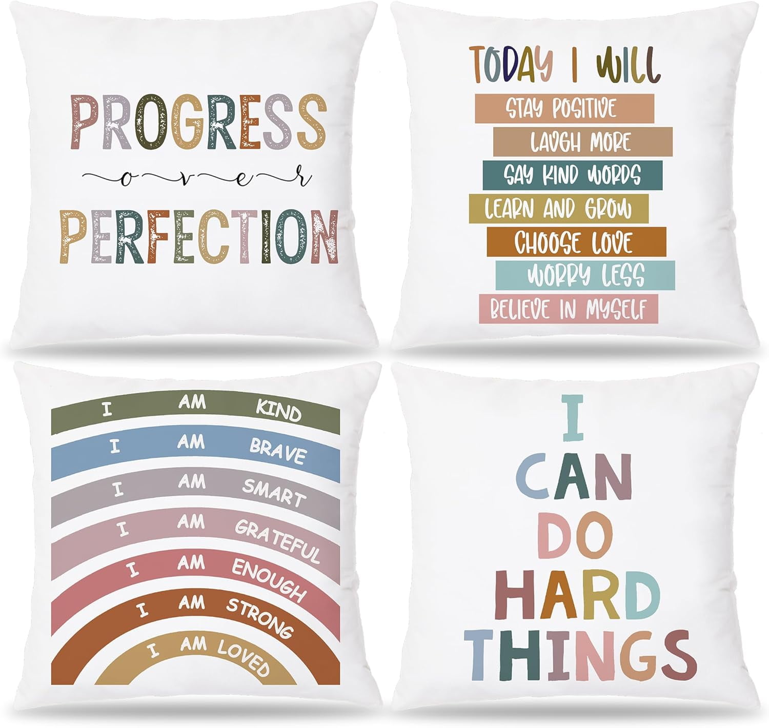 Inspirational Classroom Pillow Covers 18x18, I Can Do Hard Things ...