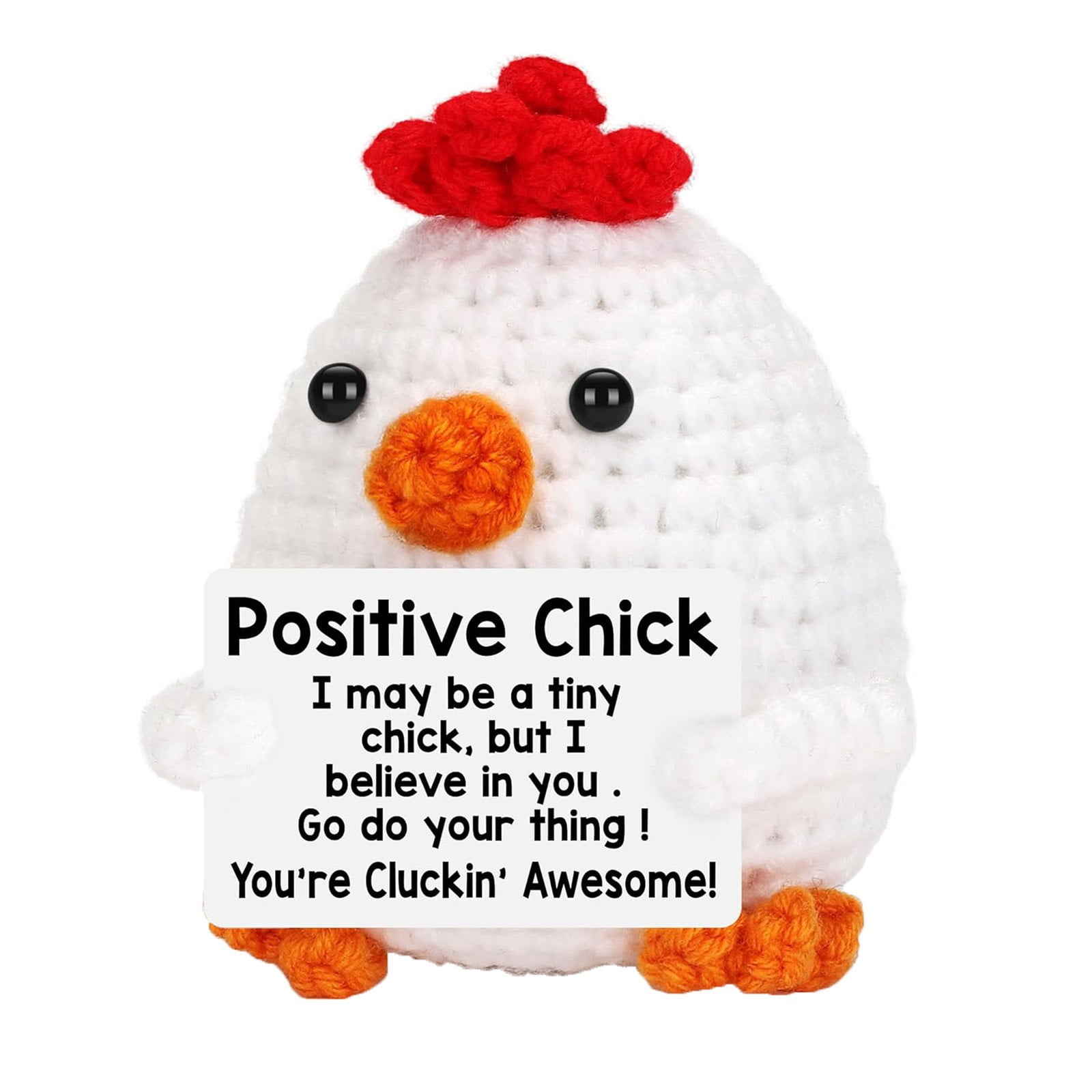 Inspirational Crochet Positive Chick Plush Toy with Motivational ...